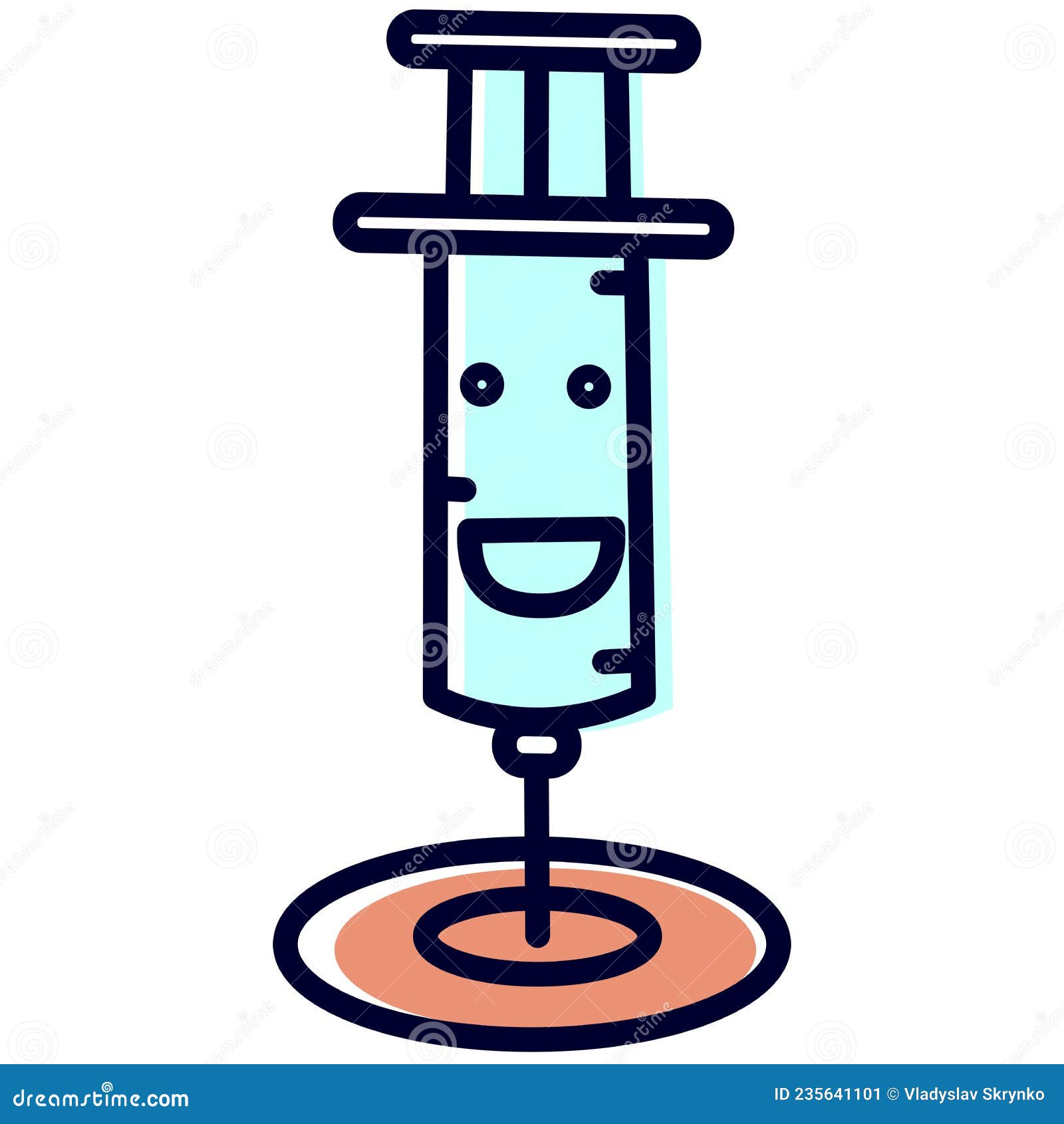 Joyful Line Syringe with a Cheerful Muzzle on a White Back. Stock ...