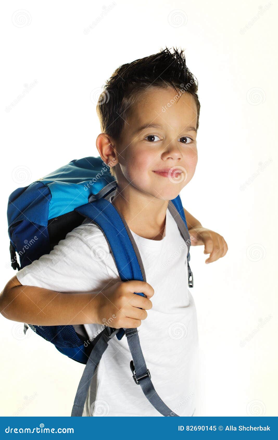 Joyful Little Boy with Backpack Ready for School Stock Image - Image of ...