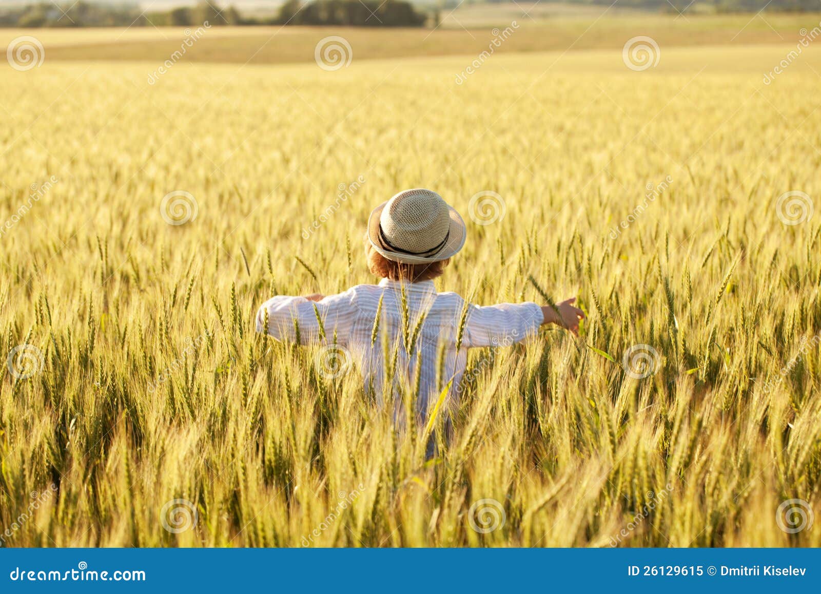 Joyful Little Boy Running Around in a Field Stock Image - Image of ...
