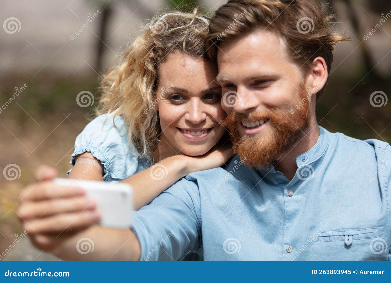 Joyful Loving Couple Making Selfie on Camera Stock Image - Image of ...