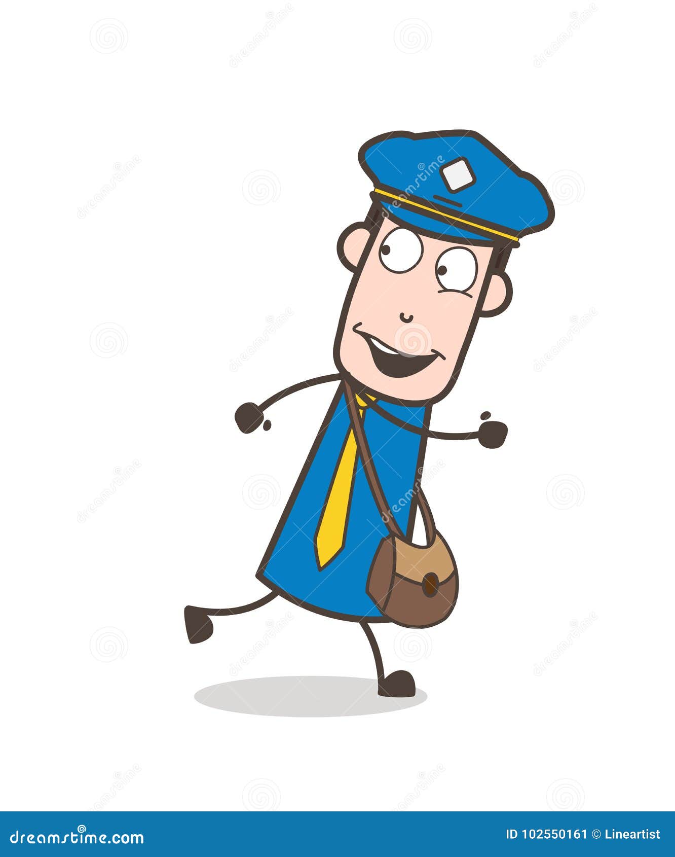 Joyful Mailman Running Vector Illustration Stock Illustration ...