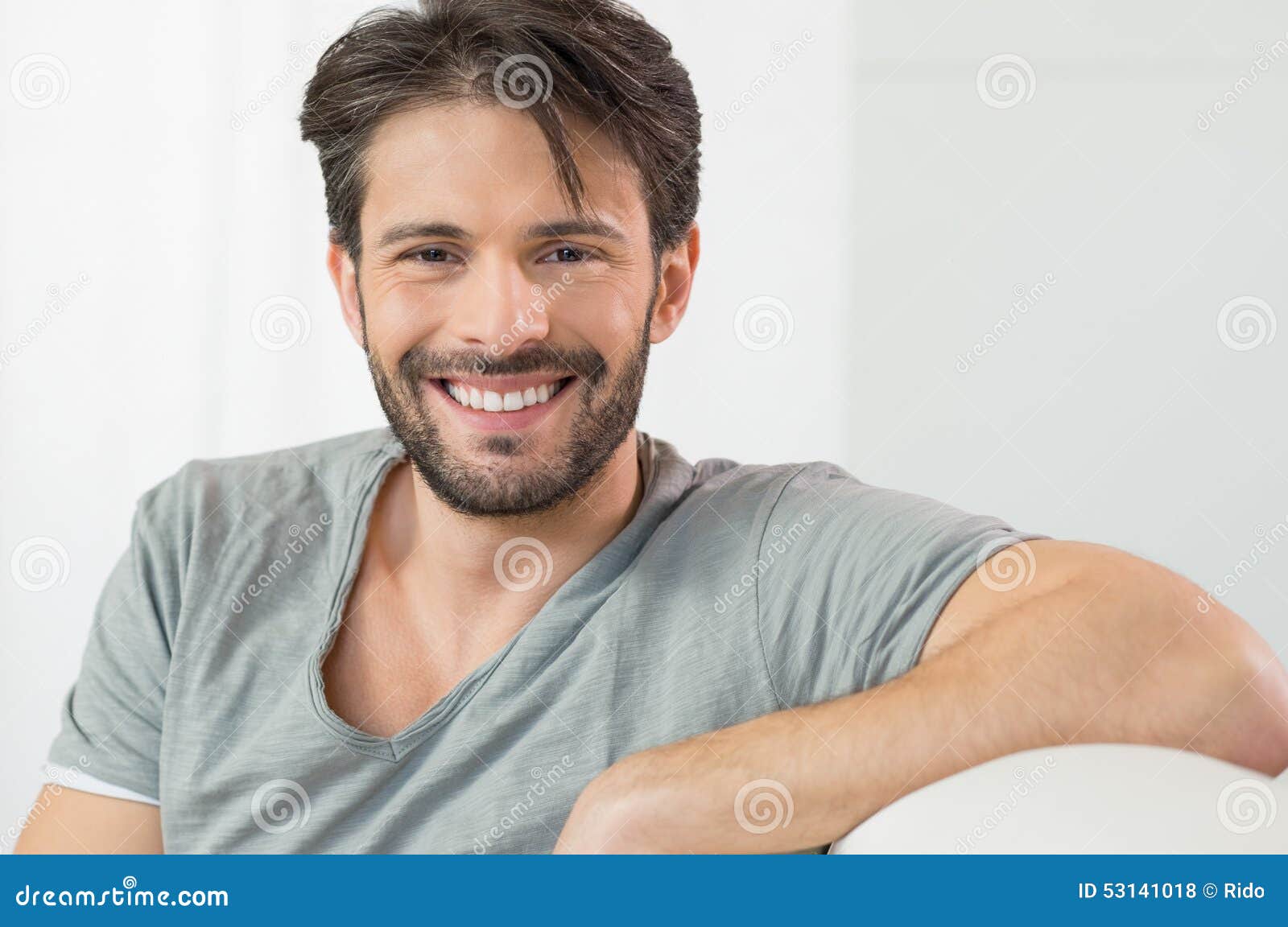 Joyful man at home stock photo. Image of smiling, cheerful - 53141018
