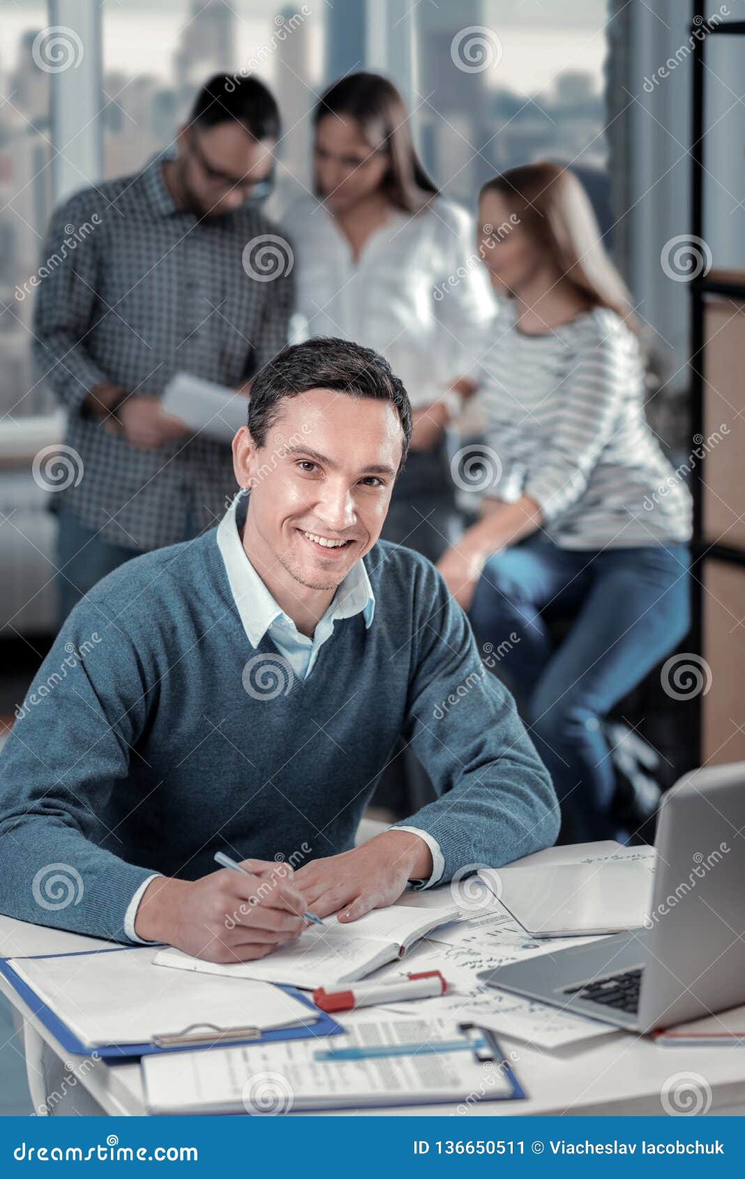 Joyful Man Taking Some Notes Stock Image - Image of education, igen ...