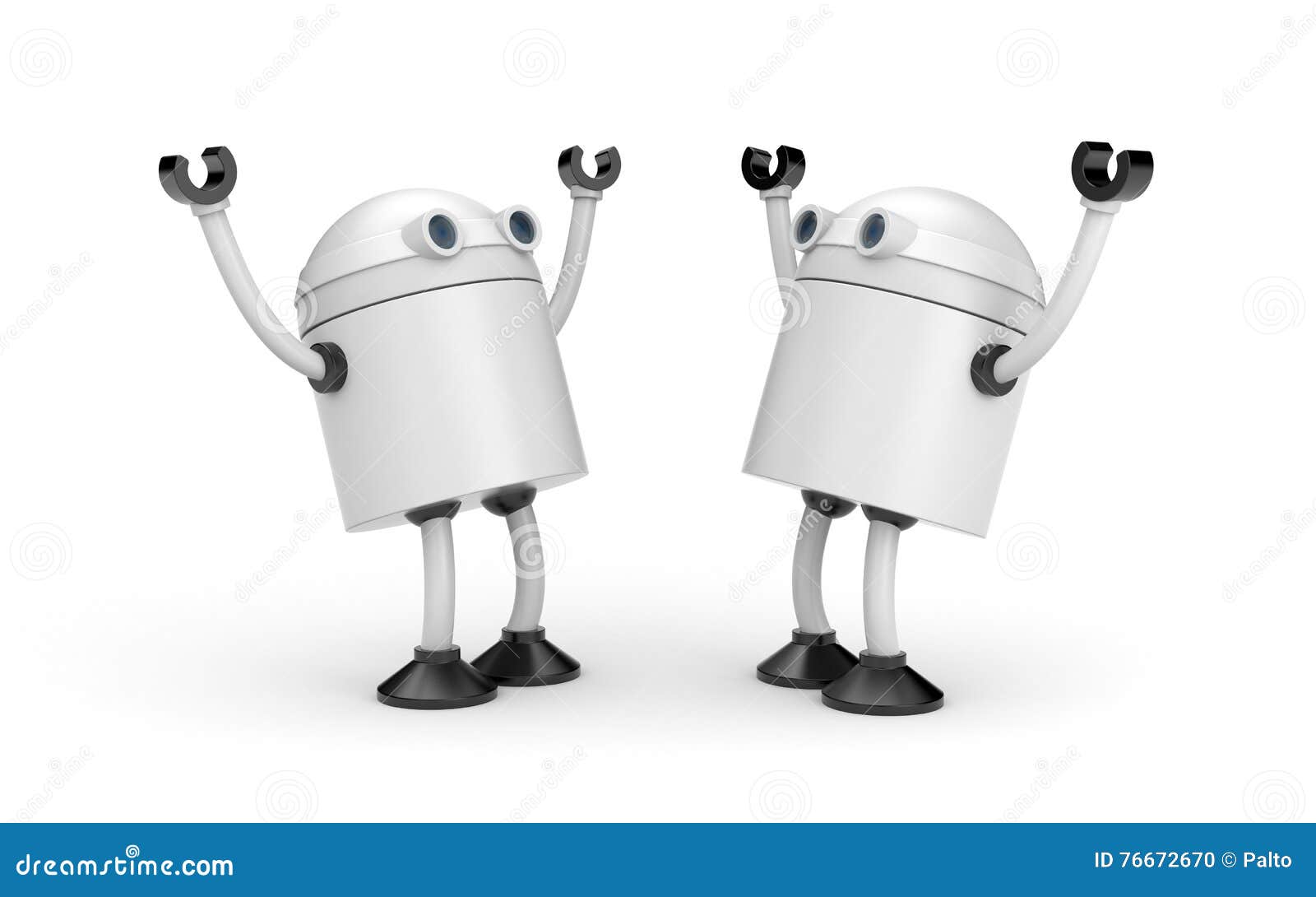 Joyful Meeting of Two Robots Stock Illustration - Illustration of ...