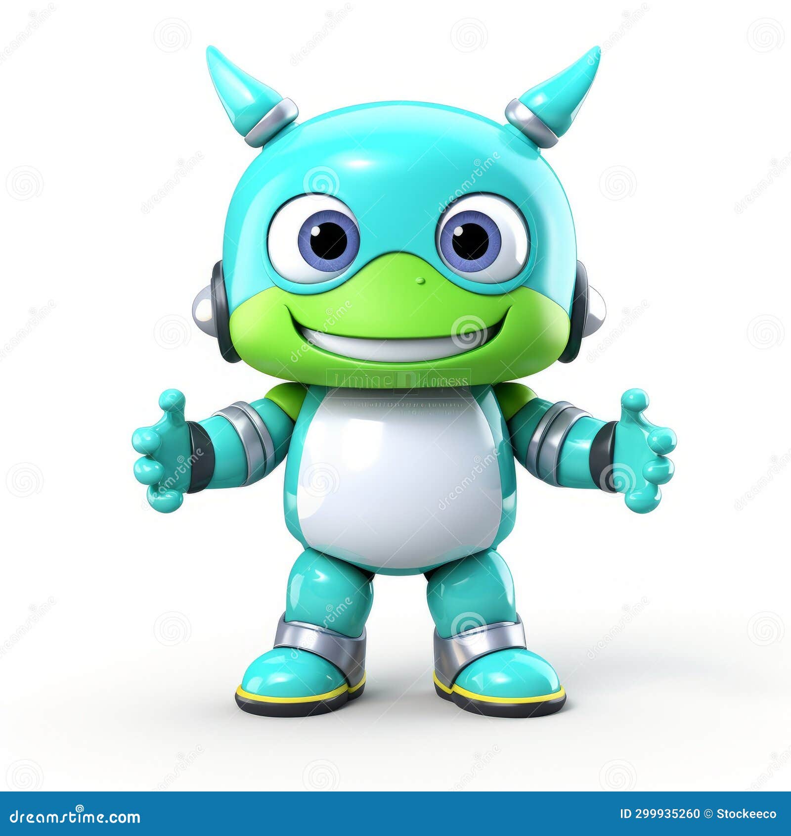 Joyful and Optimistic Blue Robot Cartoon Character for Interactive ...