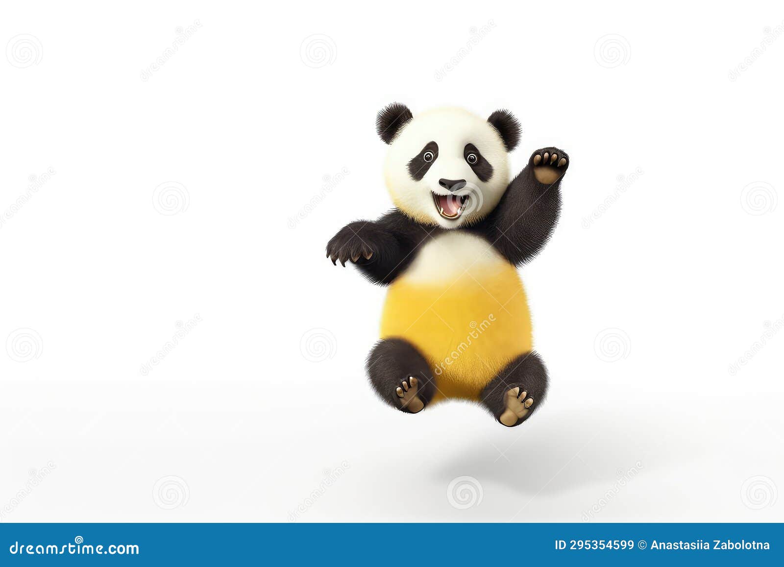 Joyful Panda Jumping and Playing on Isolated Background Stock ...