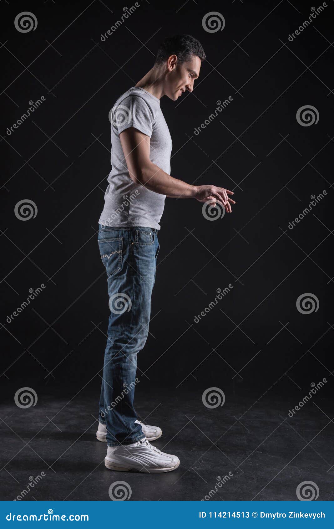 Joyful Positive Man Looking at the Keyboard Stock Image - Image of ...