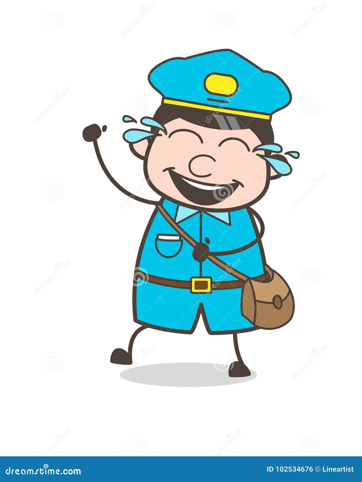 Joyful Postboy Laughing with Tears of Joy Vector Stock Illustration ...