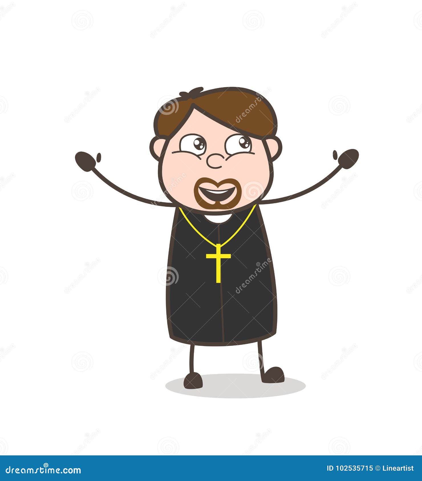 Priest Hand Holding Christian Cross Silhouette Icon Cartoon Vector ...