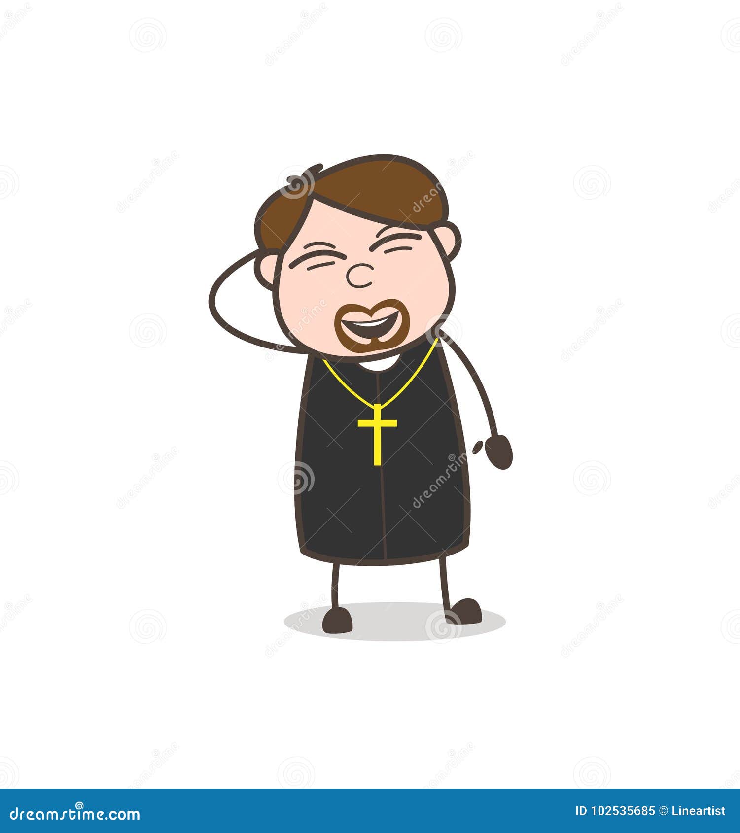 Joyful Priest Laughing Expression Vector Stock Illustration ...