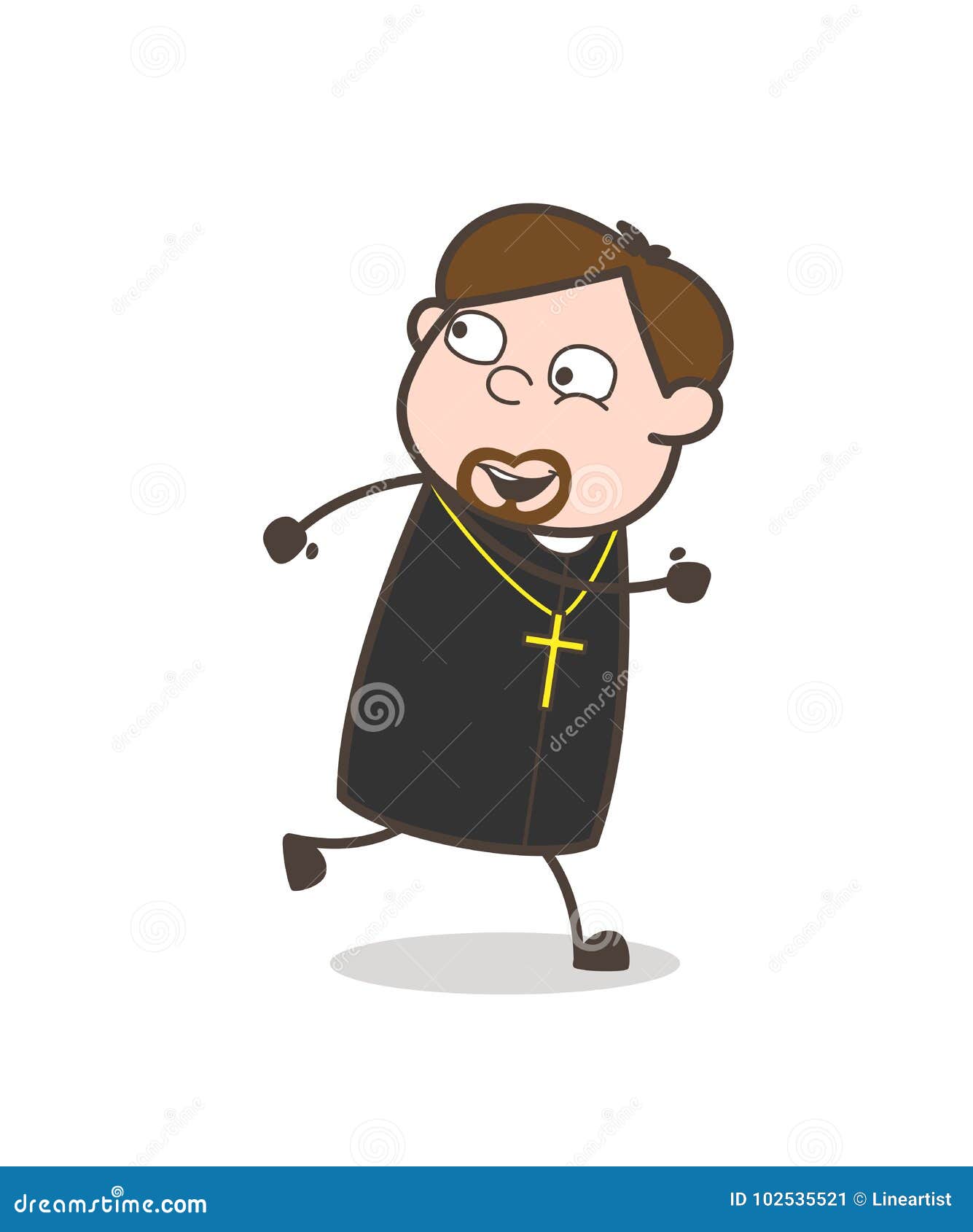 Joyful Priest Playing and Running Vector Stock Illustration ...