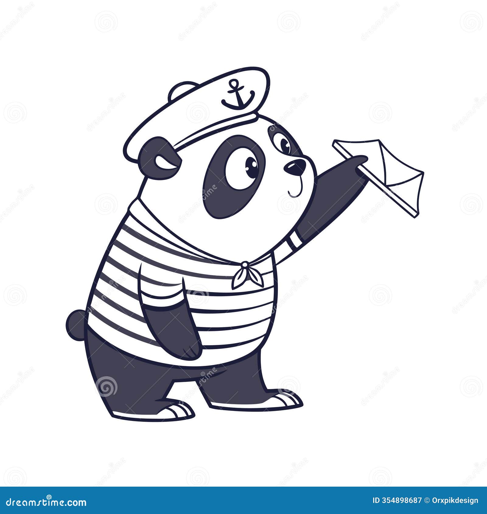 Joyful Sailor Panda Character with Playful Traits Stock Vector ...