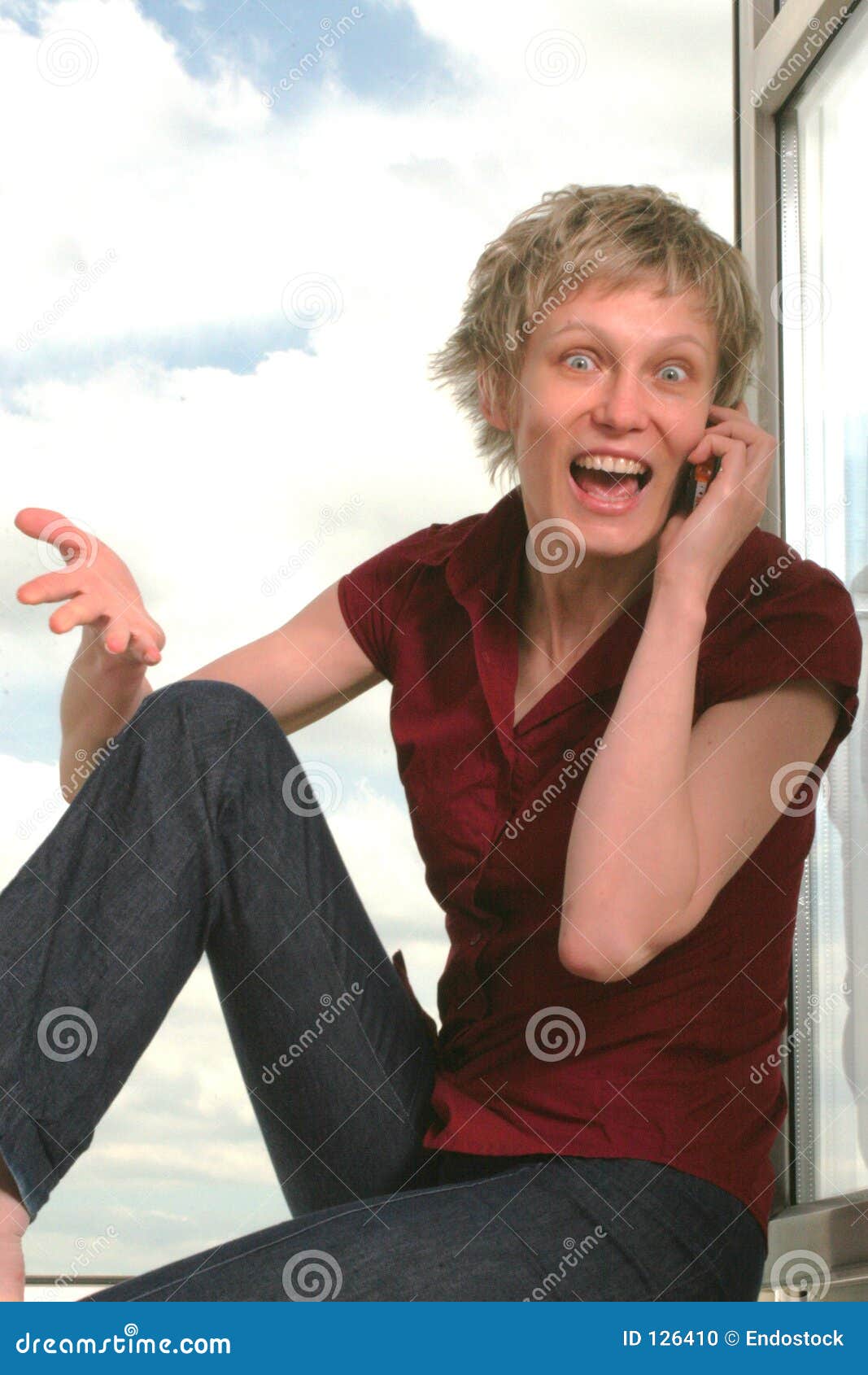 Joyful, shouting woman stock photo. Image of news, smiling - 126410
