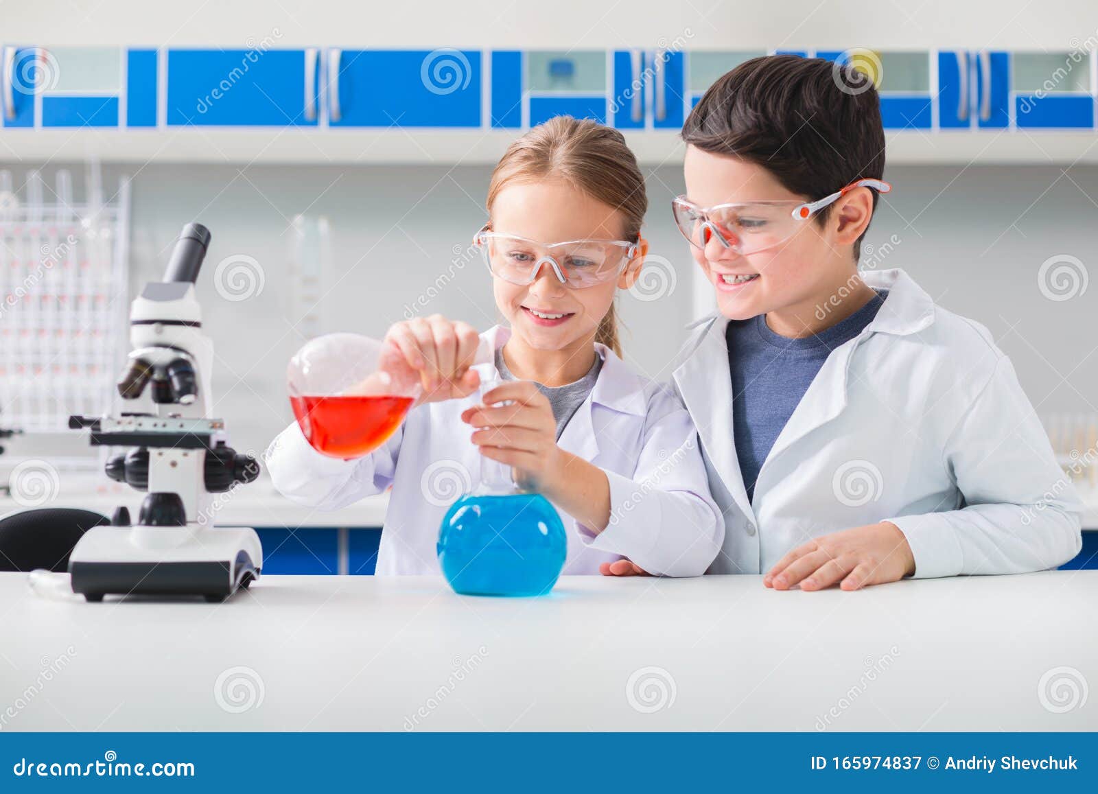Joyful Smart Children Studying Science Stock Image - Image of ...