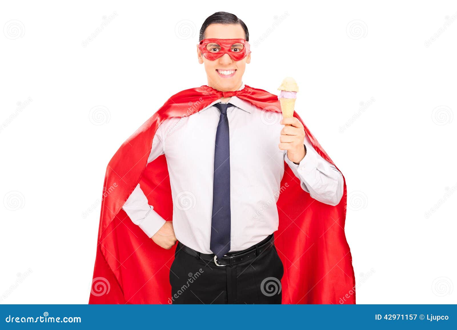 Joyful Superhero Holding an Ice Cream Stock Image - Image of frozen ...