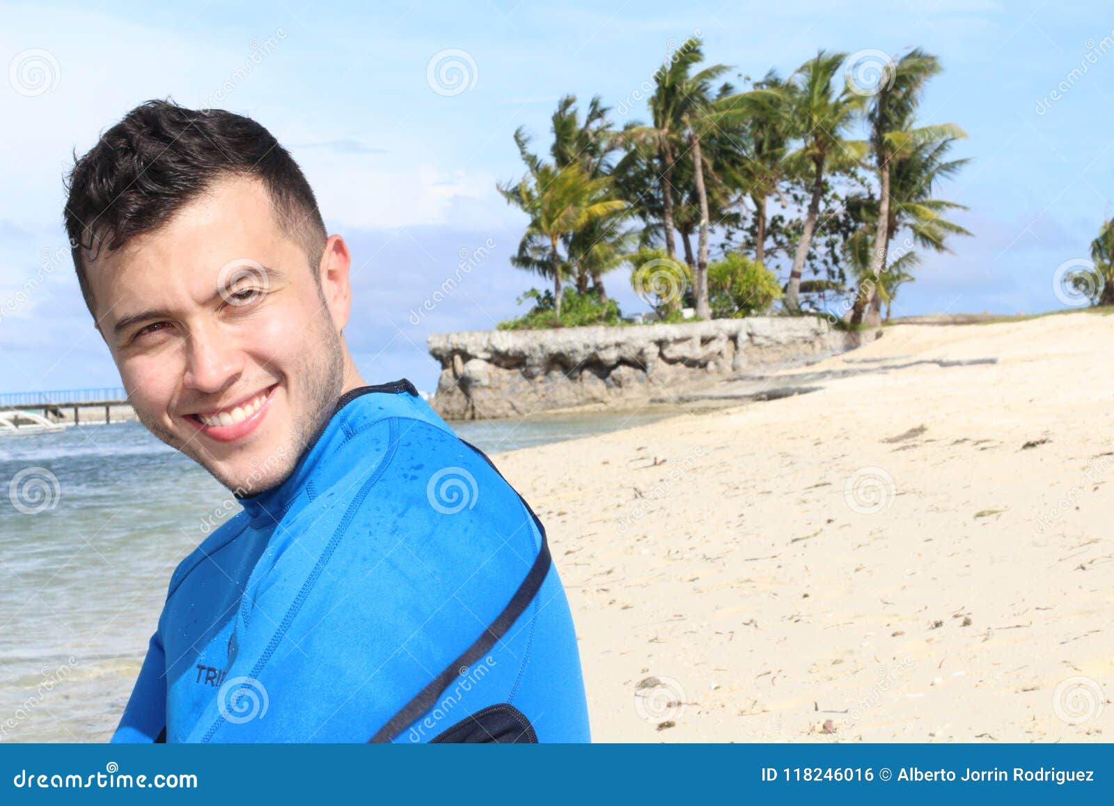 Joyful Surfer Smiling with Copy Space Stock Photo - Image of eurasian ...