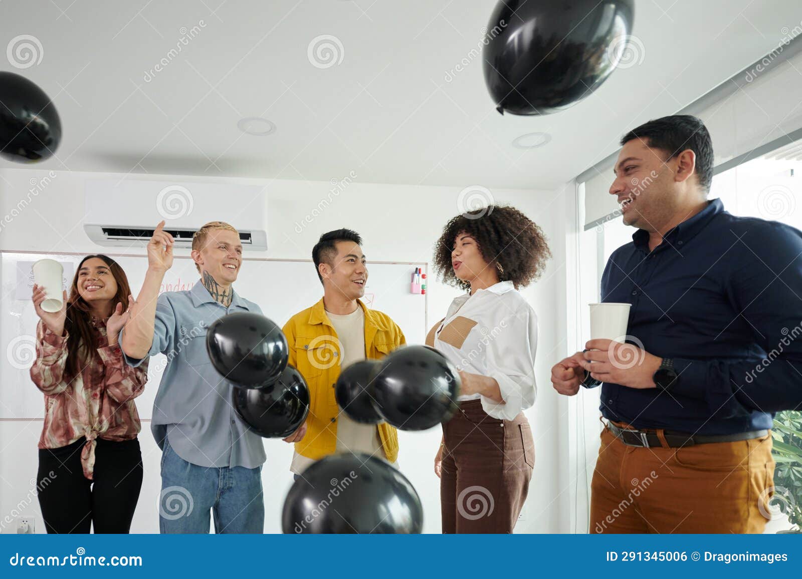 Joyful Team Throwing Balloons Stock Photo - Image of occupation ...