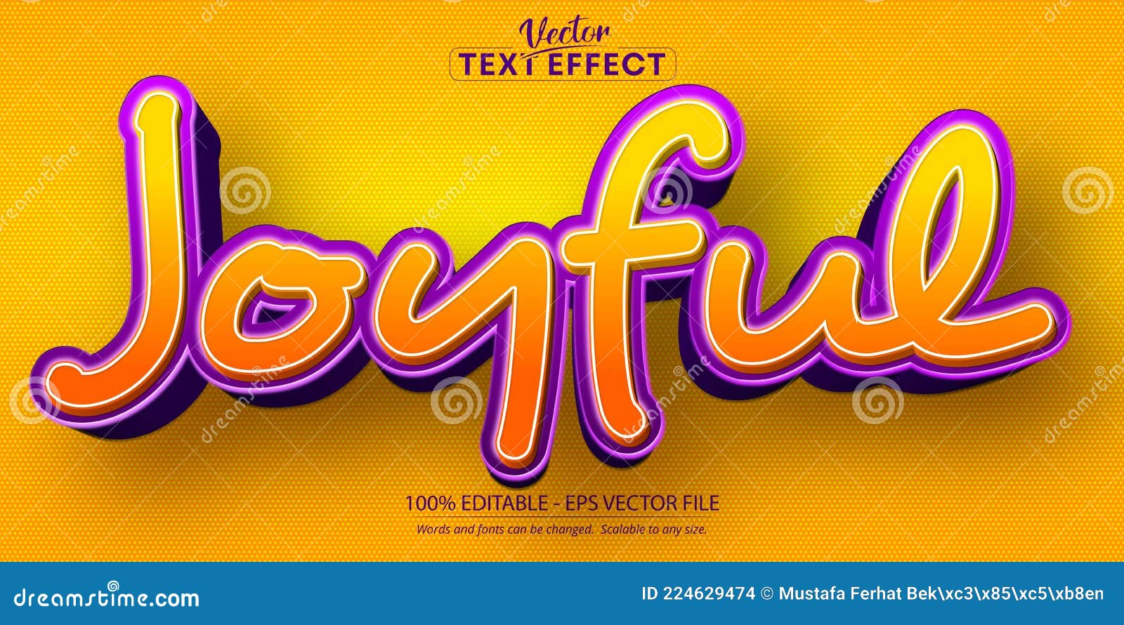 Joyful Text, Cartoon Style Editable Text Effect Stock Vector ...