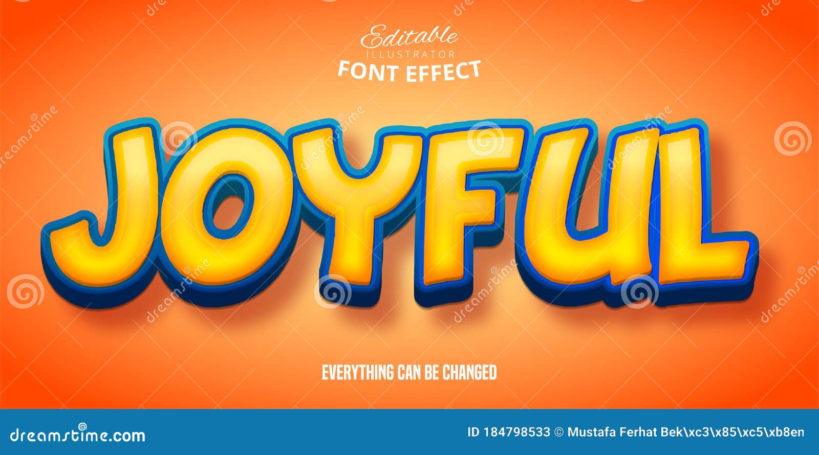 Joyful Text, 3d Editable Font Effect Stock Vector - Illustration of ...