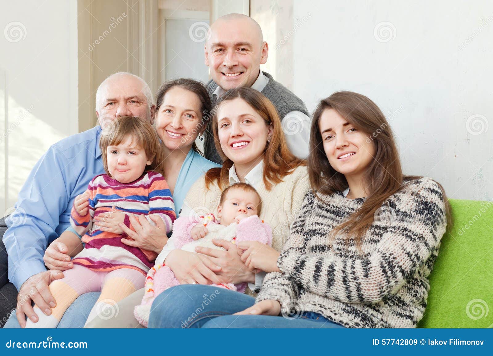 Joyful Three Generations Family in Home Stock Image - Image of female ...