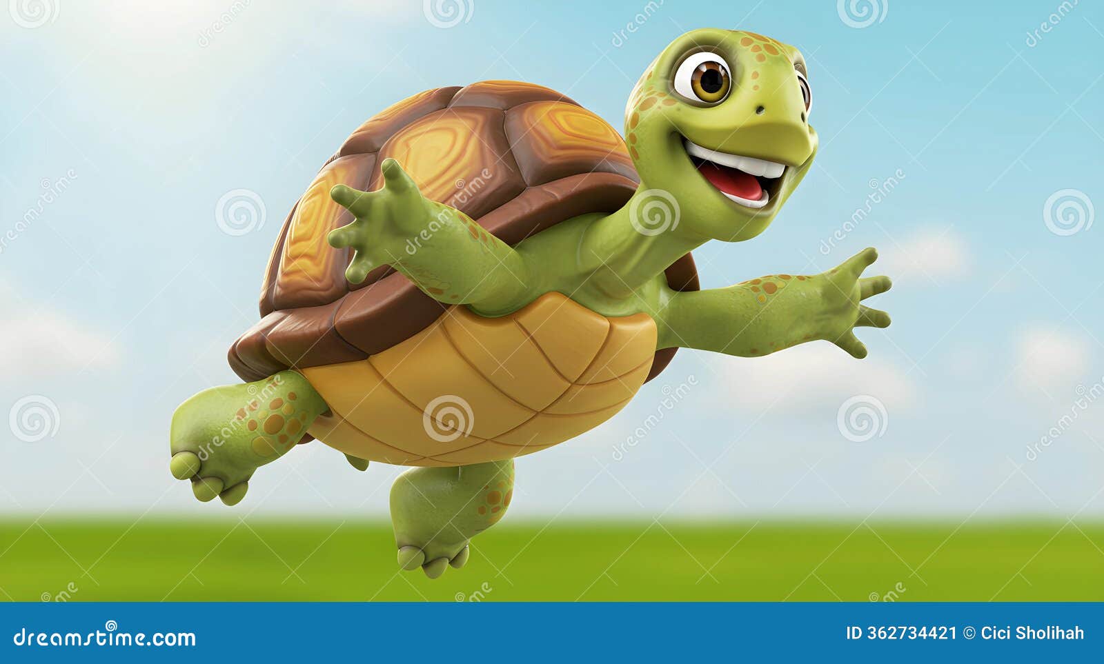 Joyful Toy Turtle On Wooden Floor - Daz3d Dragon Art Caricature Royalty ...