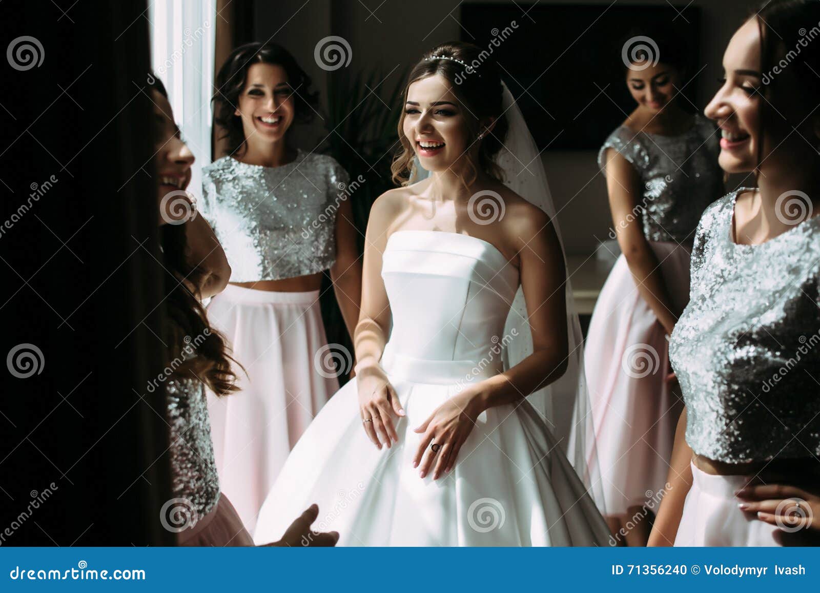 Joyful Wedding Preparation of the Beautiful Bride Stock Photo - Image ...
