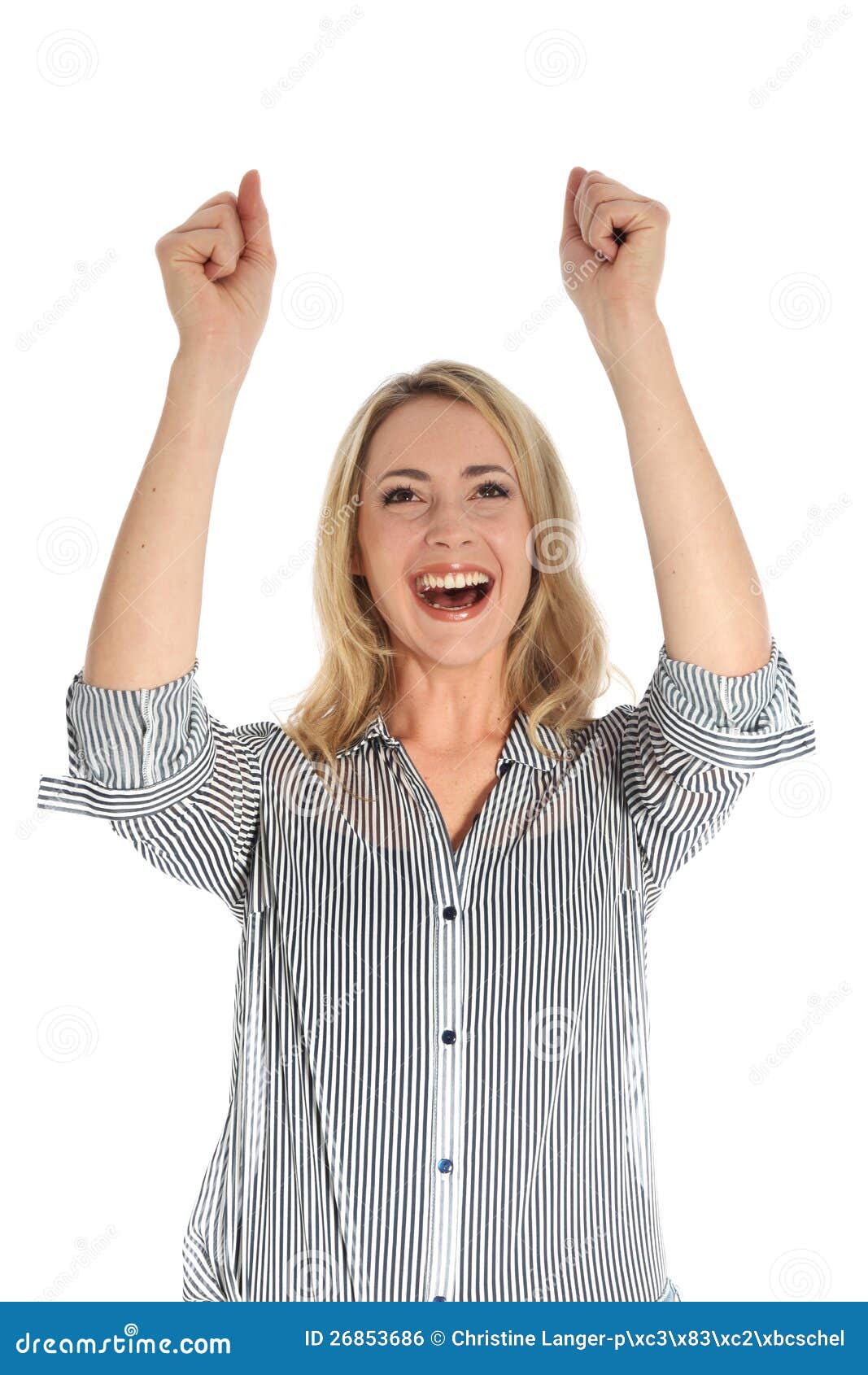 Joyful Woman with Arms Raised Stock Photo - Image of portrait, smiling ... Joyful Woman with Arms Raised Stock Photo - Image of portrait, smiling ...