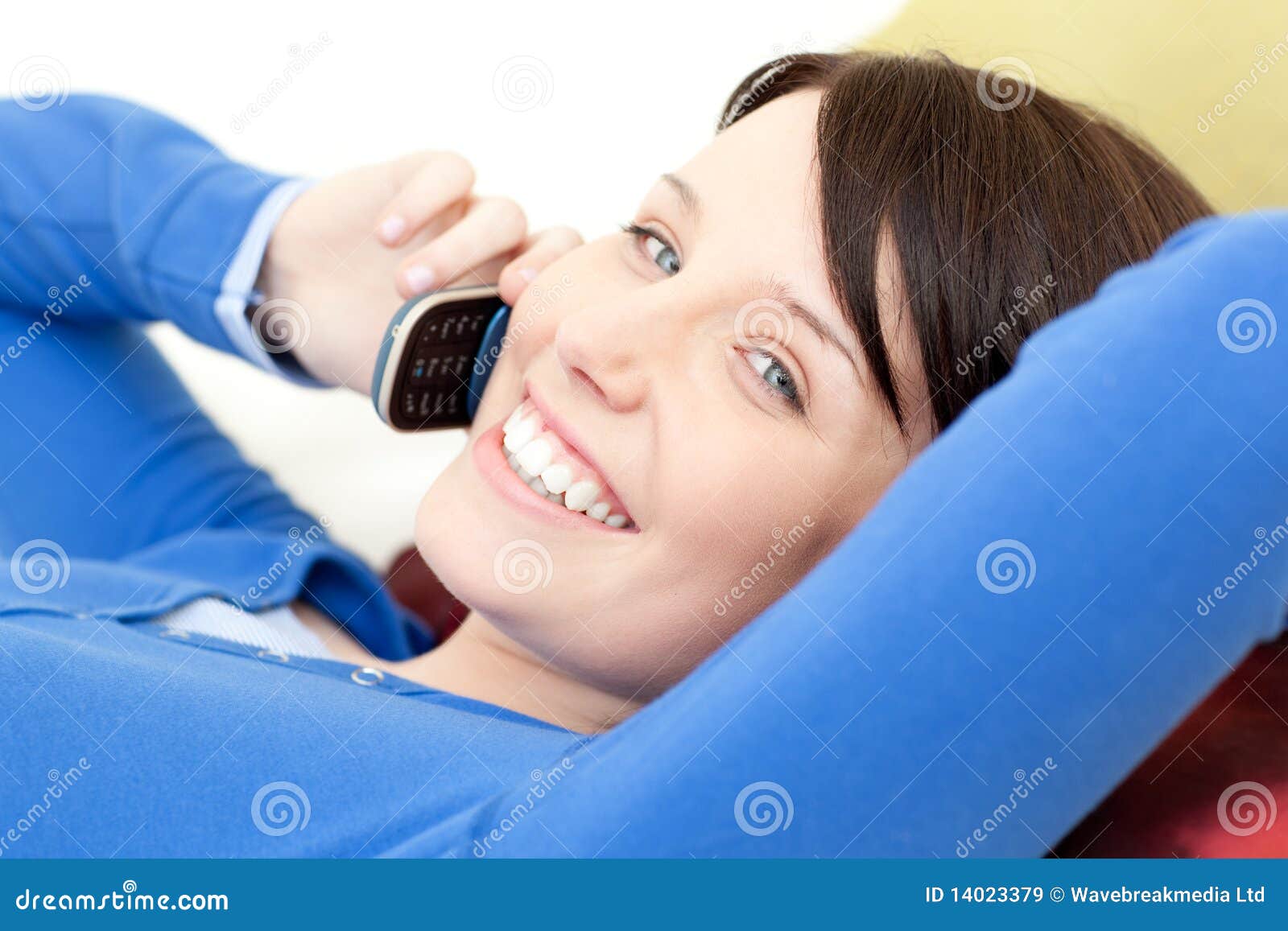 Joyful Woman Talking on Phone Stock Image - Image of cheerful ...