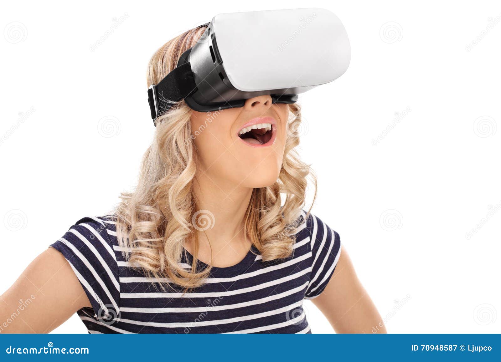 Joyful Young Girl Using a VR Headset Stock Image - Image of enjoy ...