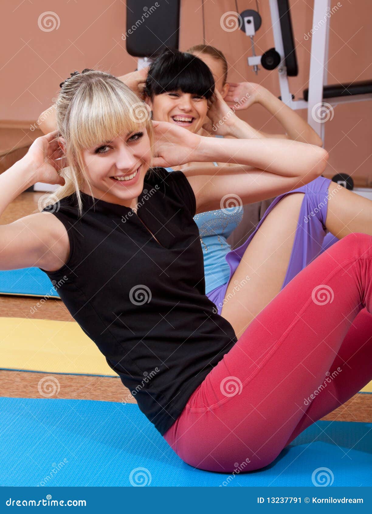 Joyful Young Women Working Out Stock Image - Image of exercise, face ...