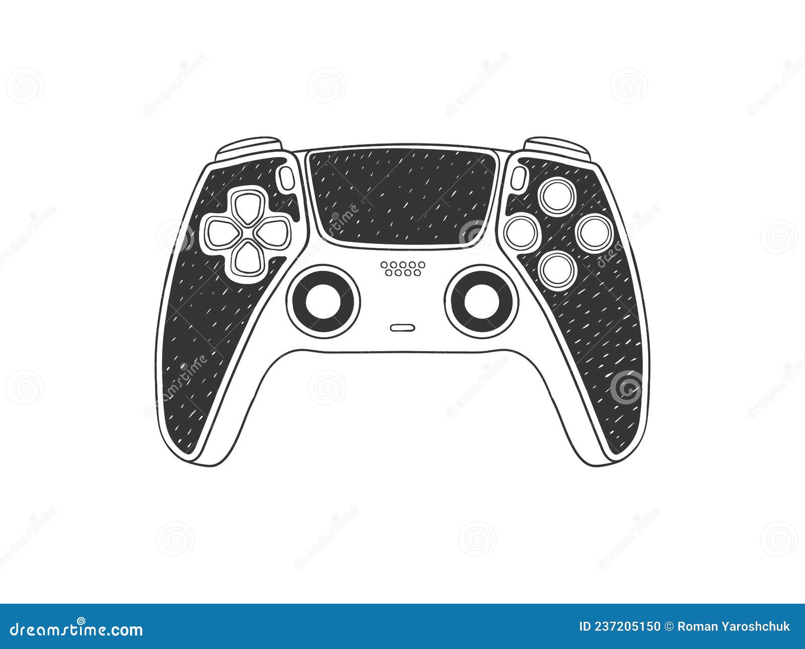 Joypad. Modern Gaming Joystick. Hand-drawn Gamepad. Illustration in ...