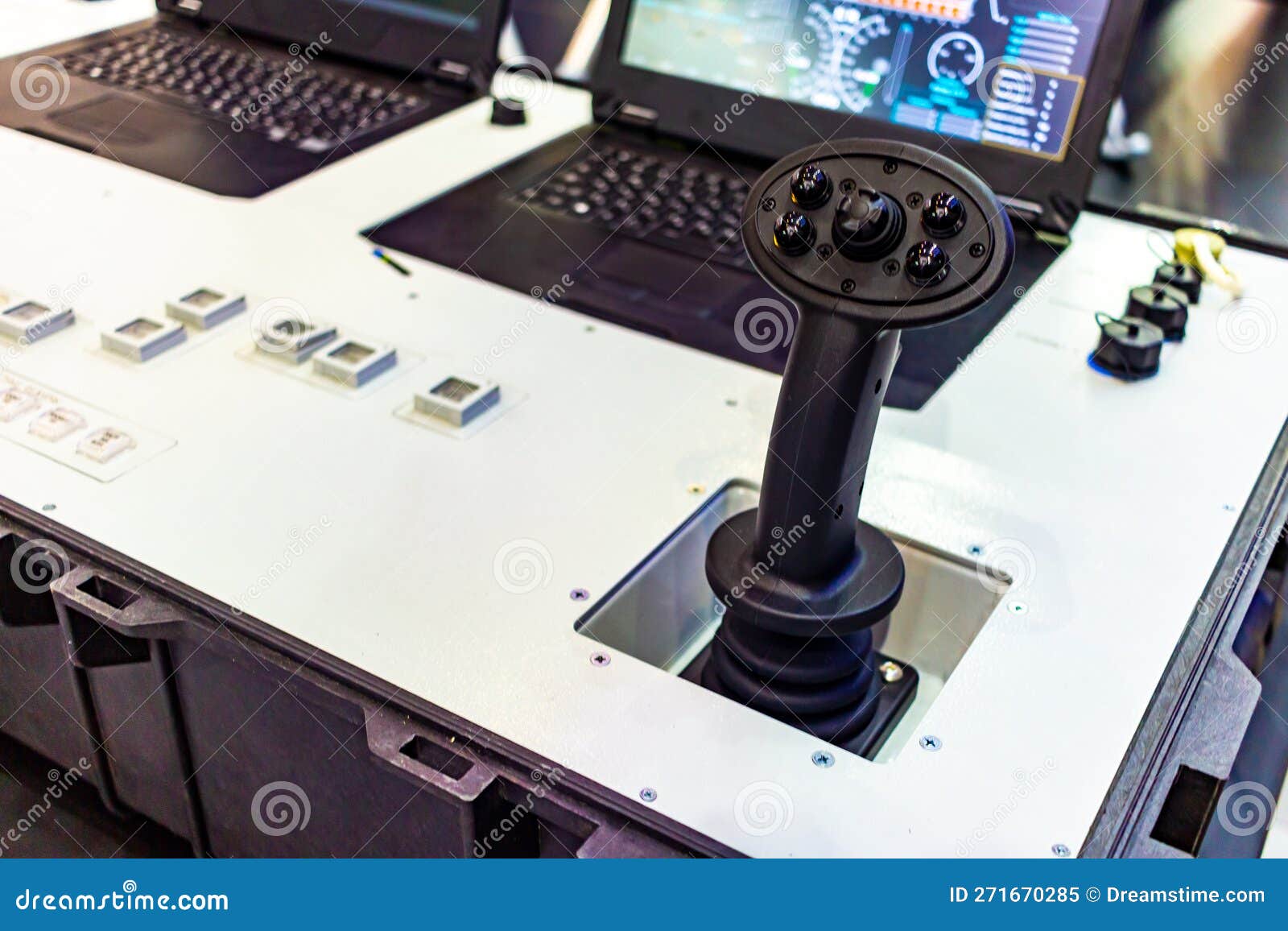 The Joystick of the Aviation Control Simulator Standing in Front of the ...