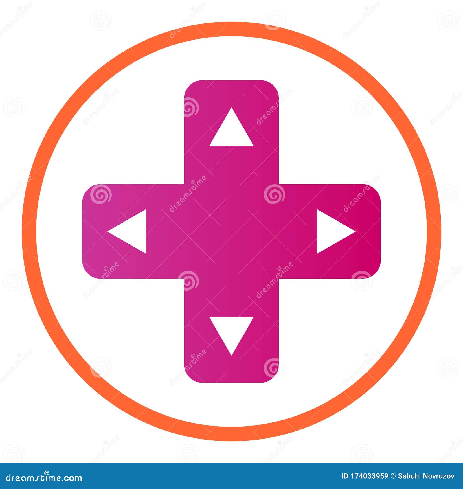 Joystick Button with Arrows Flat Icon. Game Pad Buttons Vector ...