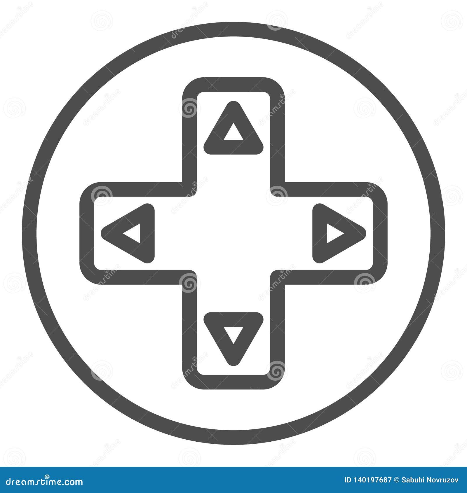 Joystick Button with Arrows Line Icon. Game Pad Buttons Vector ...