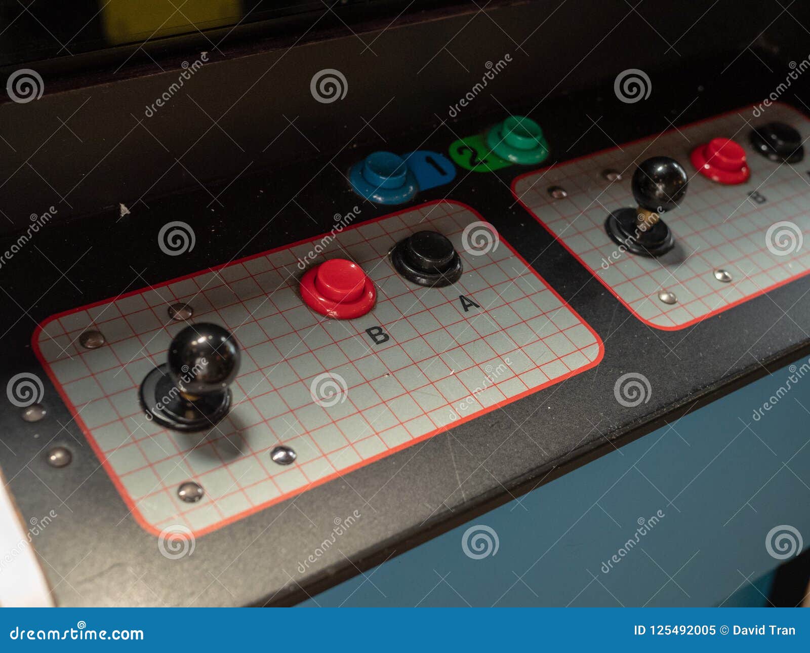 Joystick and Button Controls of Classic Arcade Cabinet in Dark Arcade ...