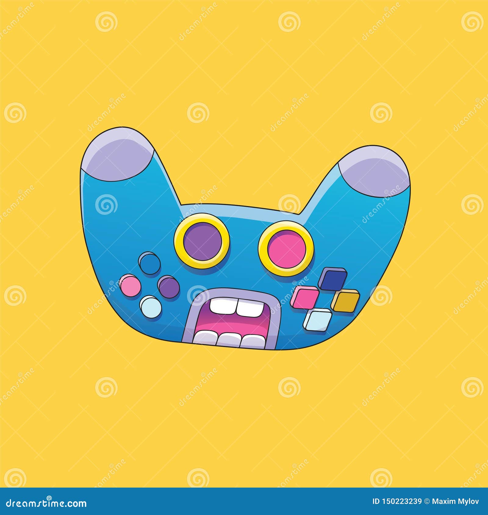 Joystick Cartoon Character Face. Controller Vector Illustration. Angry ...