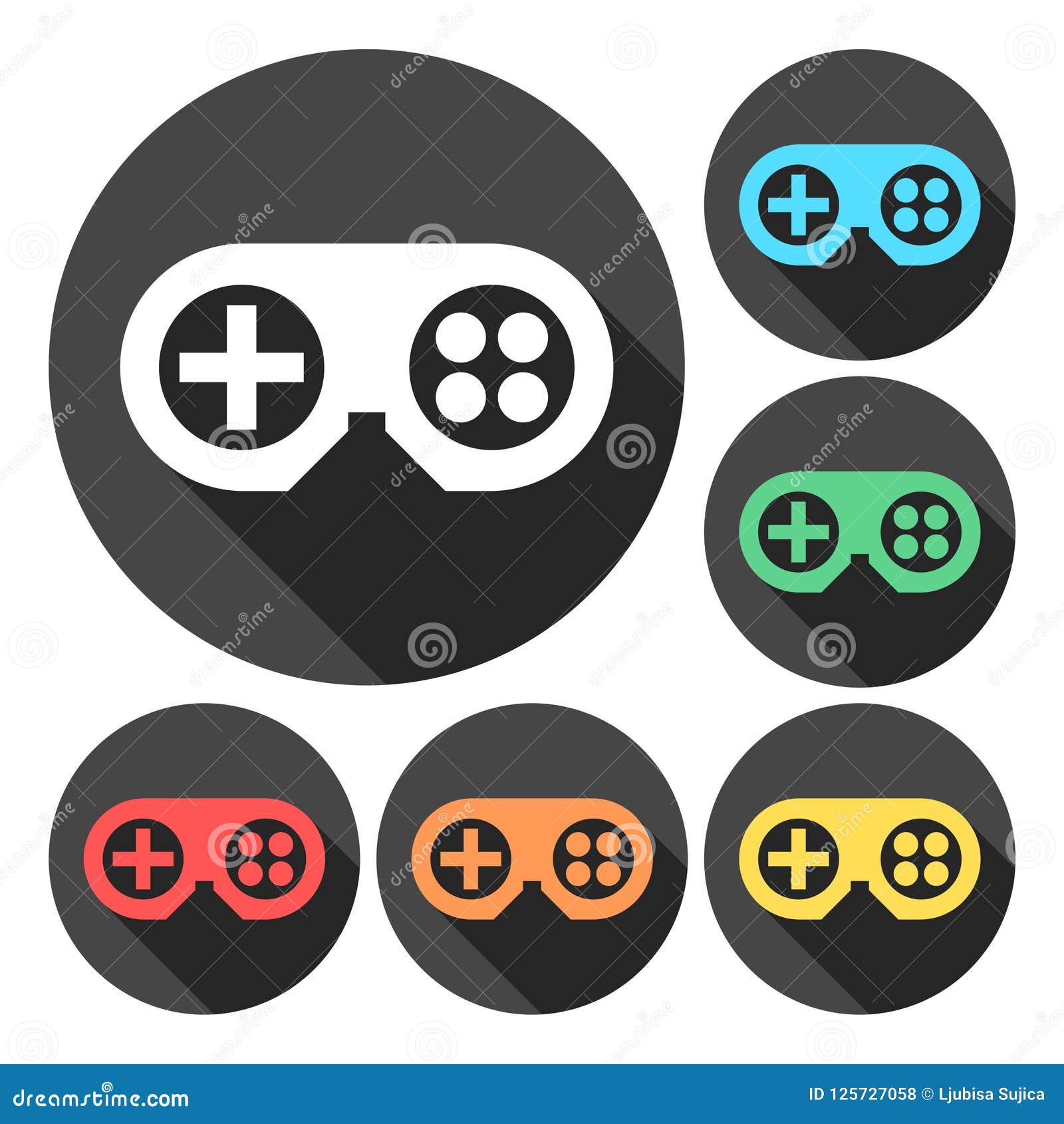 Joystick color button set stock vector. Illustration of gaming - 125727058