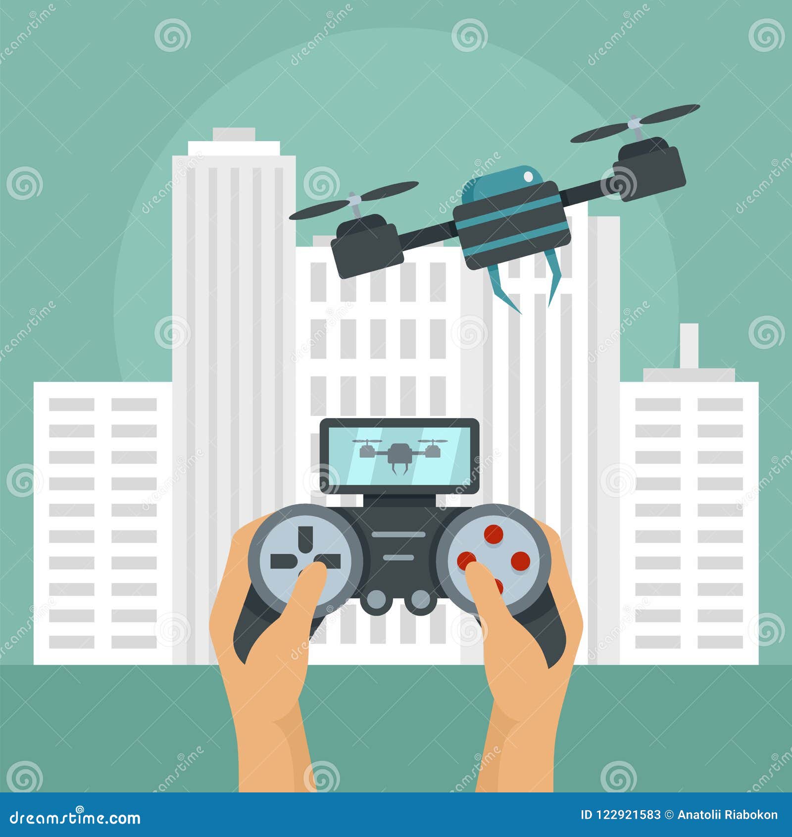 Joystick Control Drone Background, Flat Style Stock Vector ...