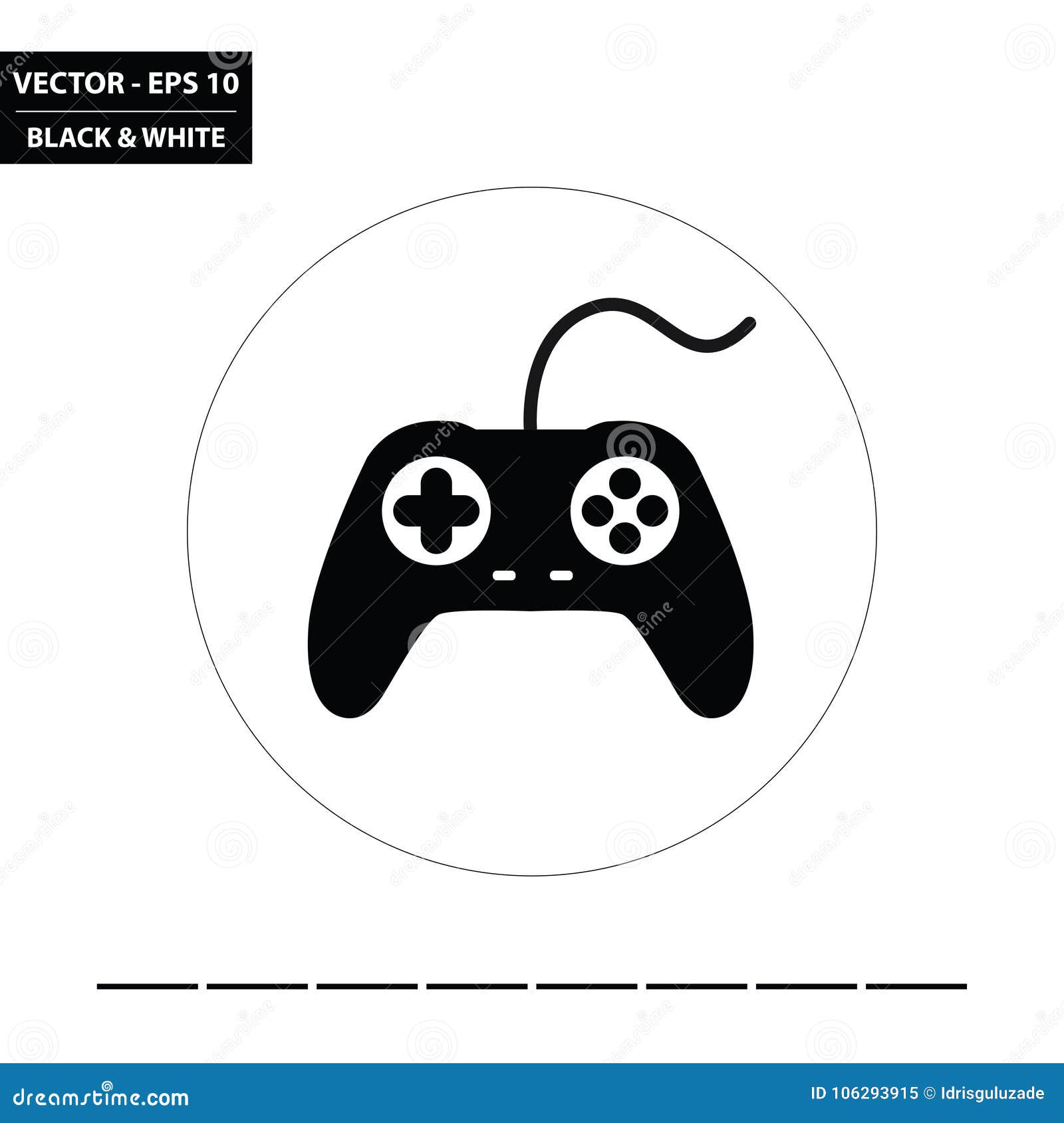 Joystick / Controller Black and White Flat Icon Stock Vector ...