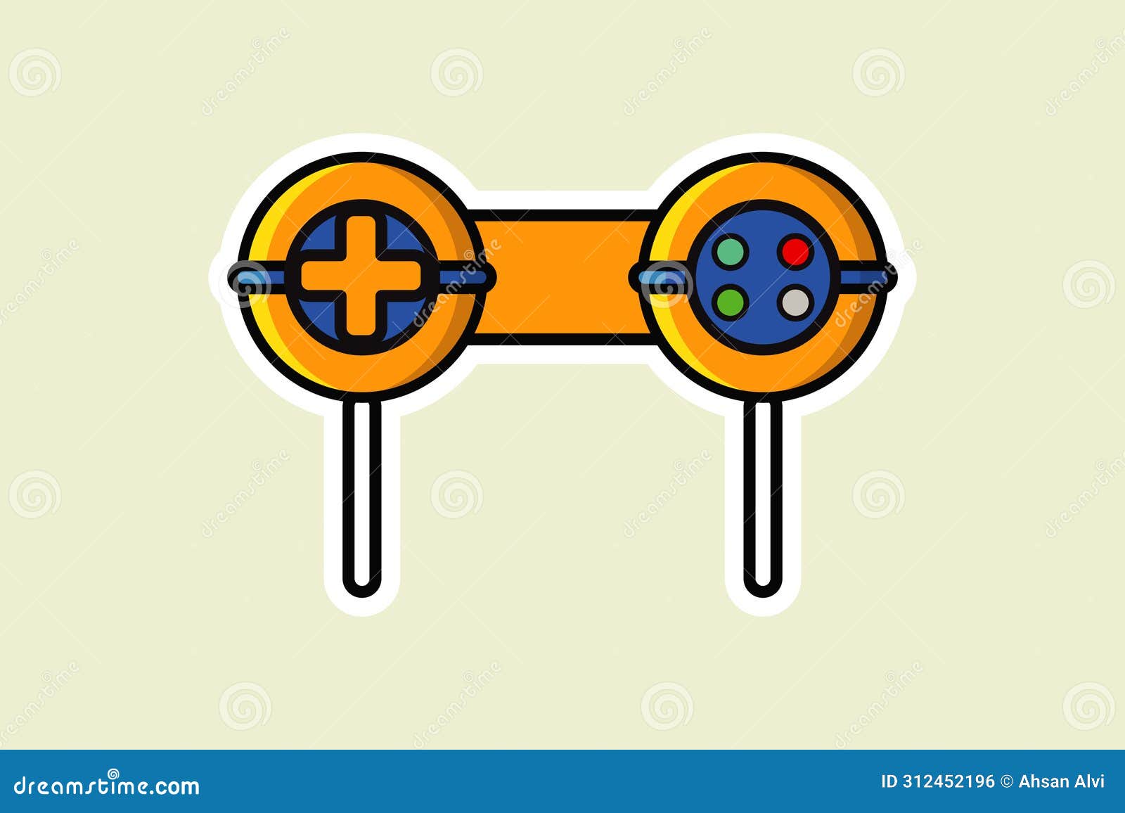 Joystick Controller Buttons in Lollipops Stick Candy Sticker Design ...
