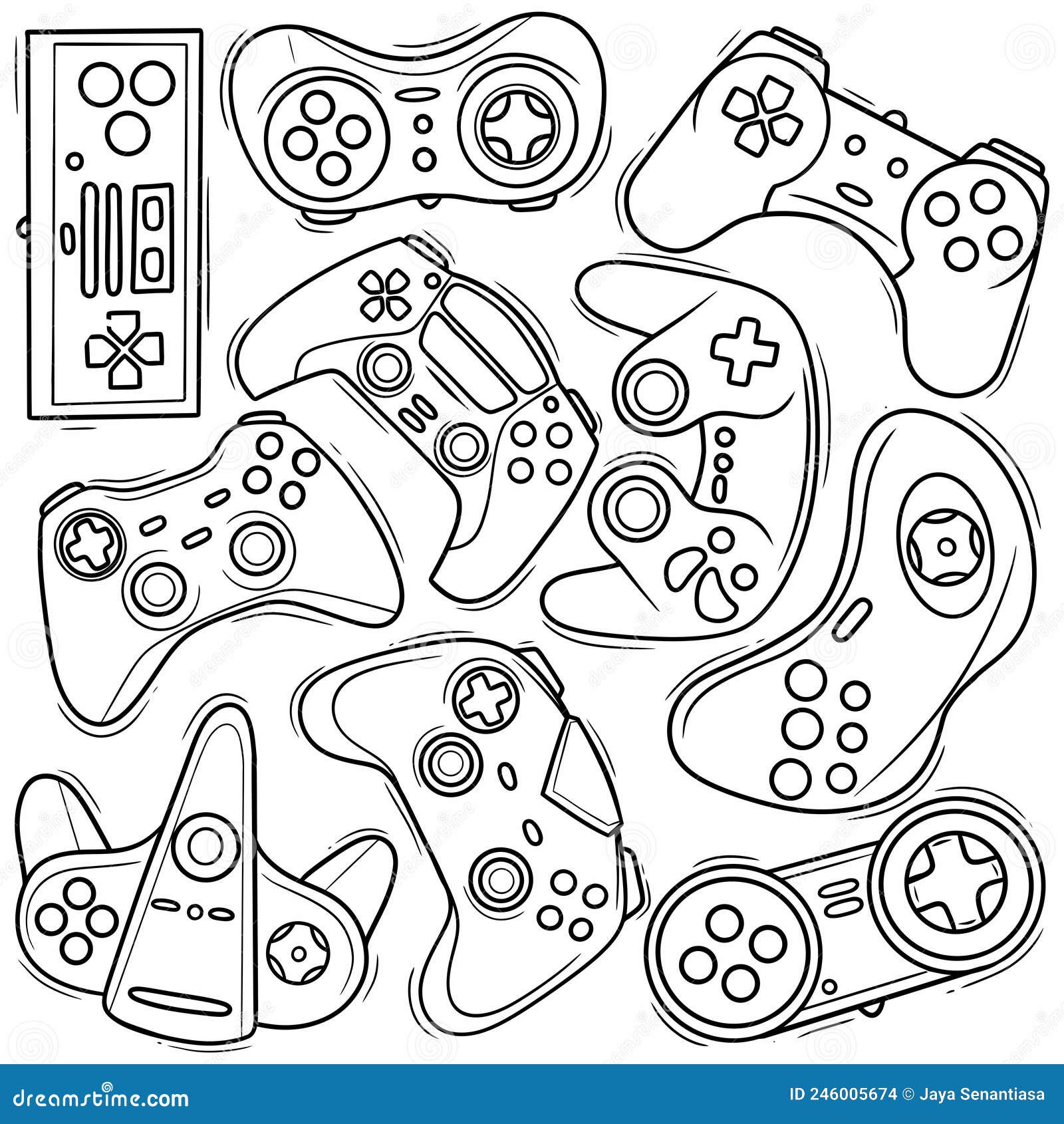 Joystick Controller Doodle Vector Line Art Stock Vector - Illustration ...
