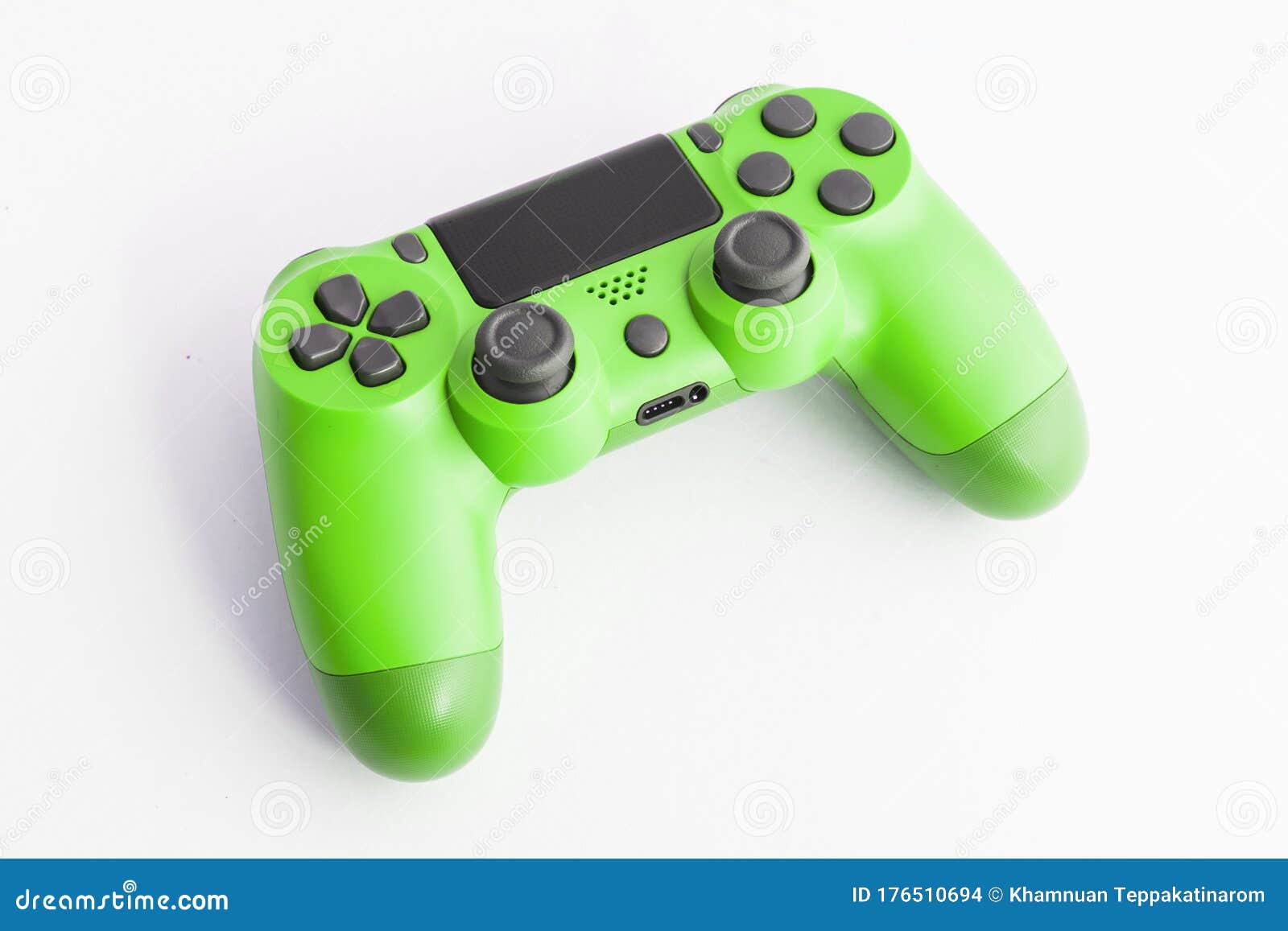 A Joystick Controller on Background, Green Colored Stock Photo - Image ...