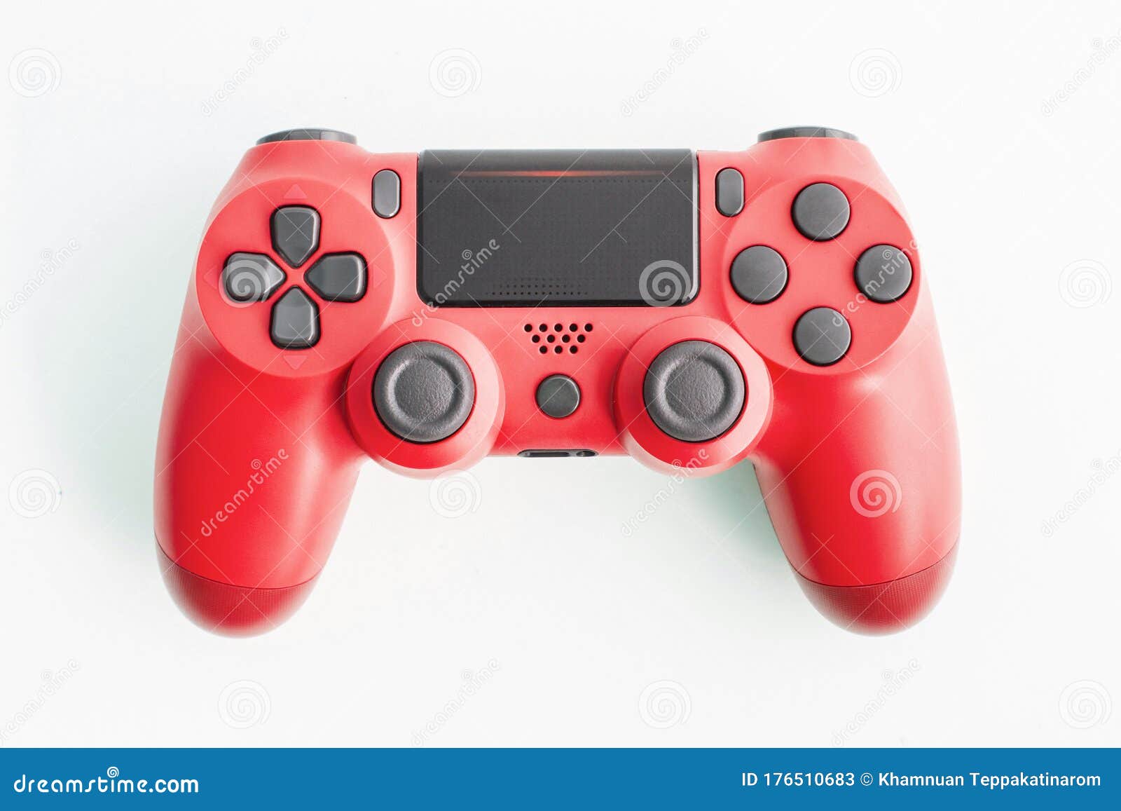 A Joystick Controller on Background, Red Colored Stock Image - Image of ...
