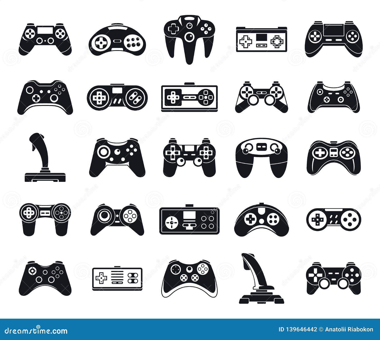 Joystick Game Icons Set, Simple Style Stock Vector - Illustration of ...