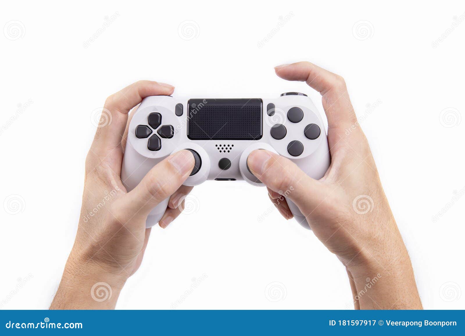 Joystick Gaming Controller in Hand Isolated on White Background , Video ...