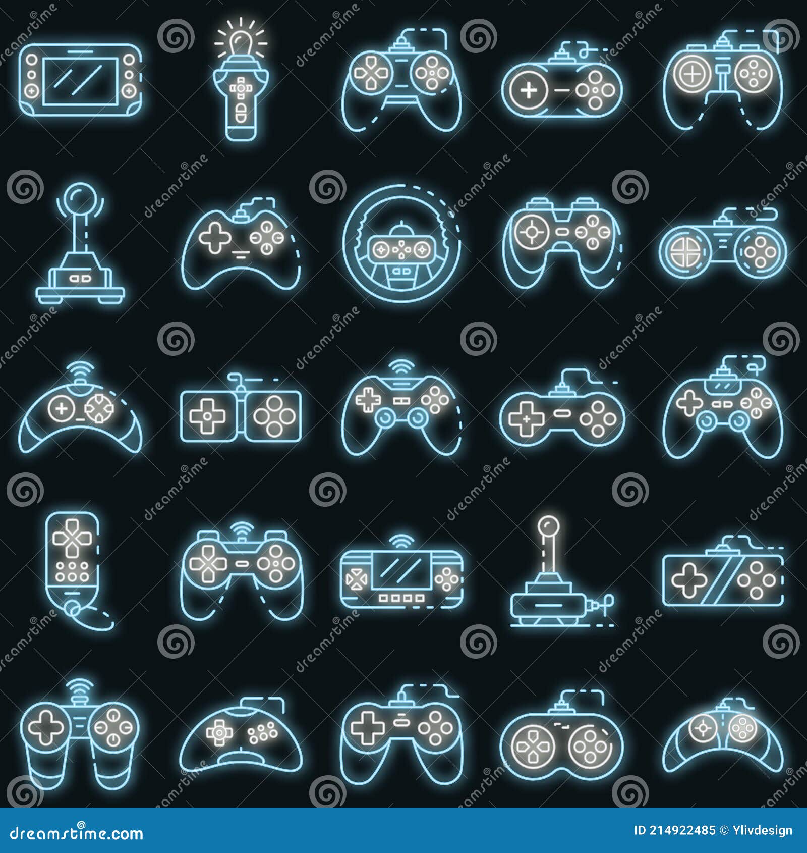 Joystick Icons Set Vector Neon Stock Vector - Illustration of xbox ...