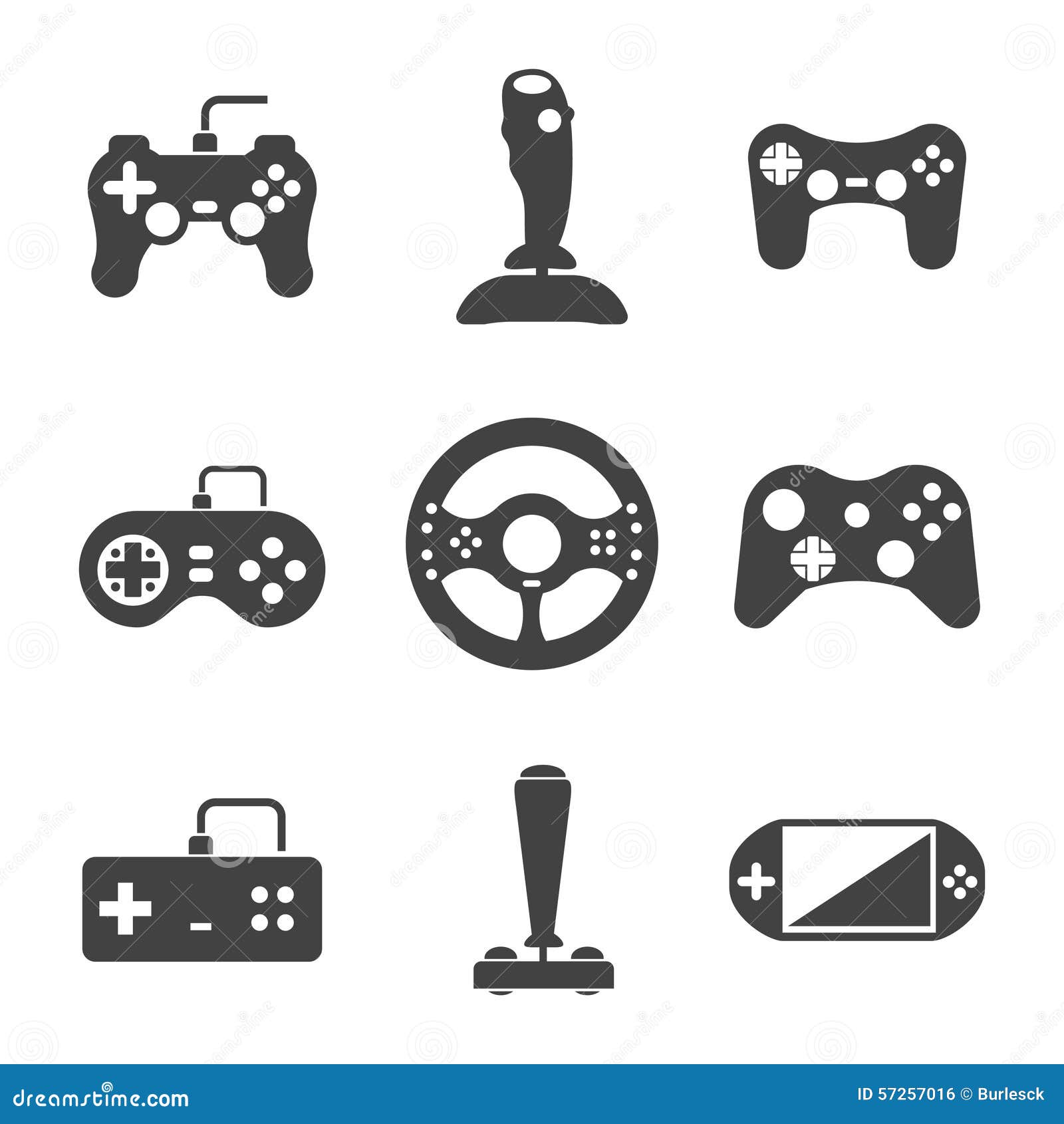 Joystick icons set stock vector. Illustration of flat - 57257016