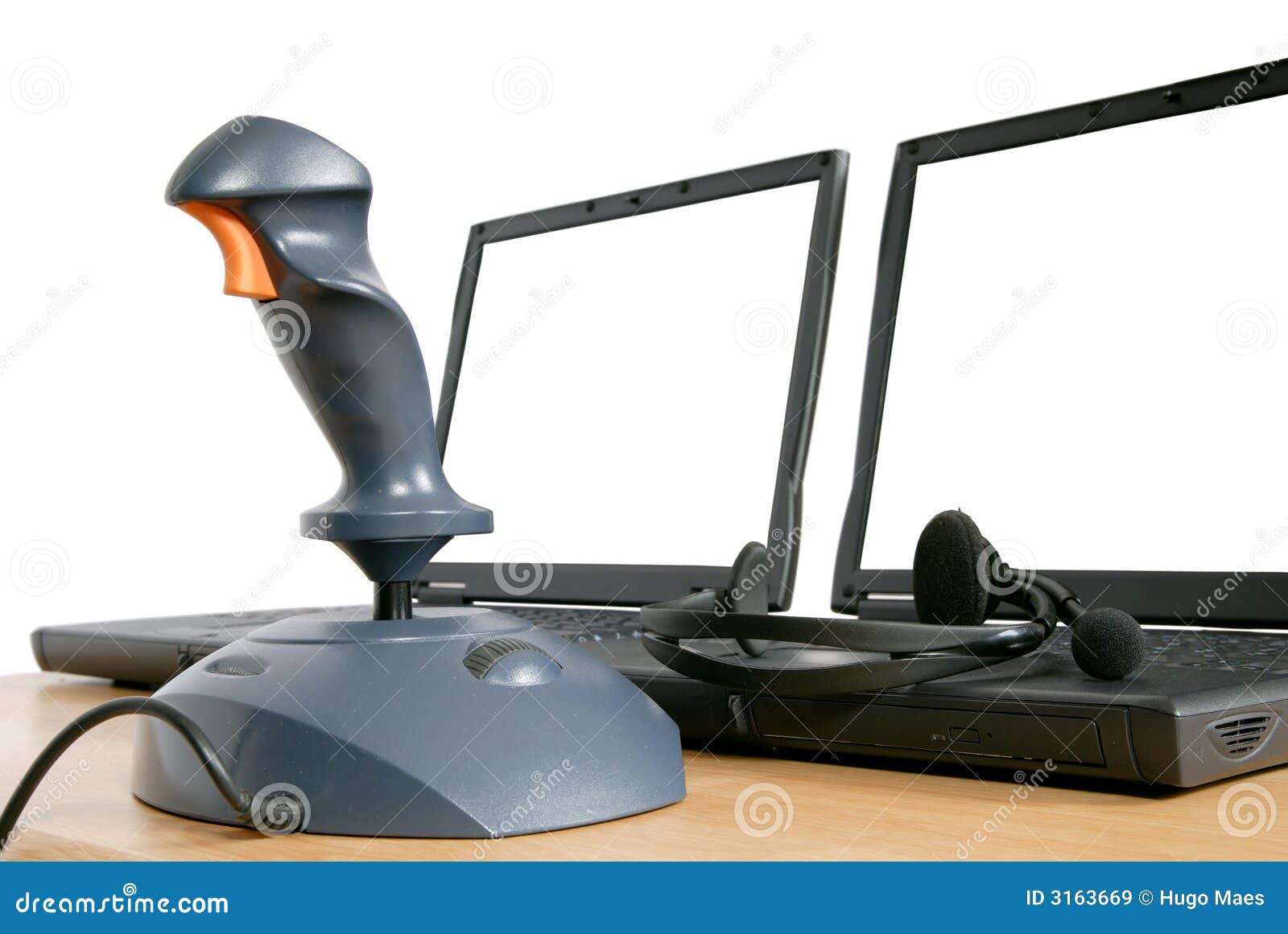 Joystick with laptops stock image. Image of laptop, center - 3163669