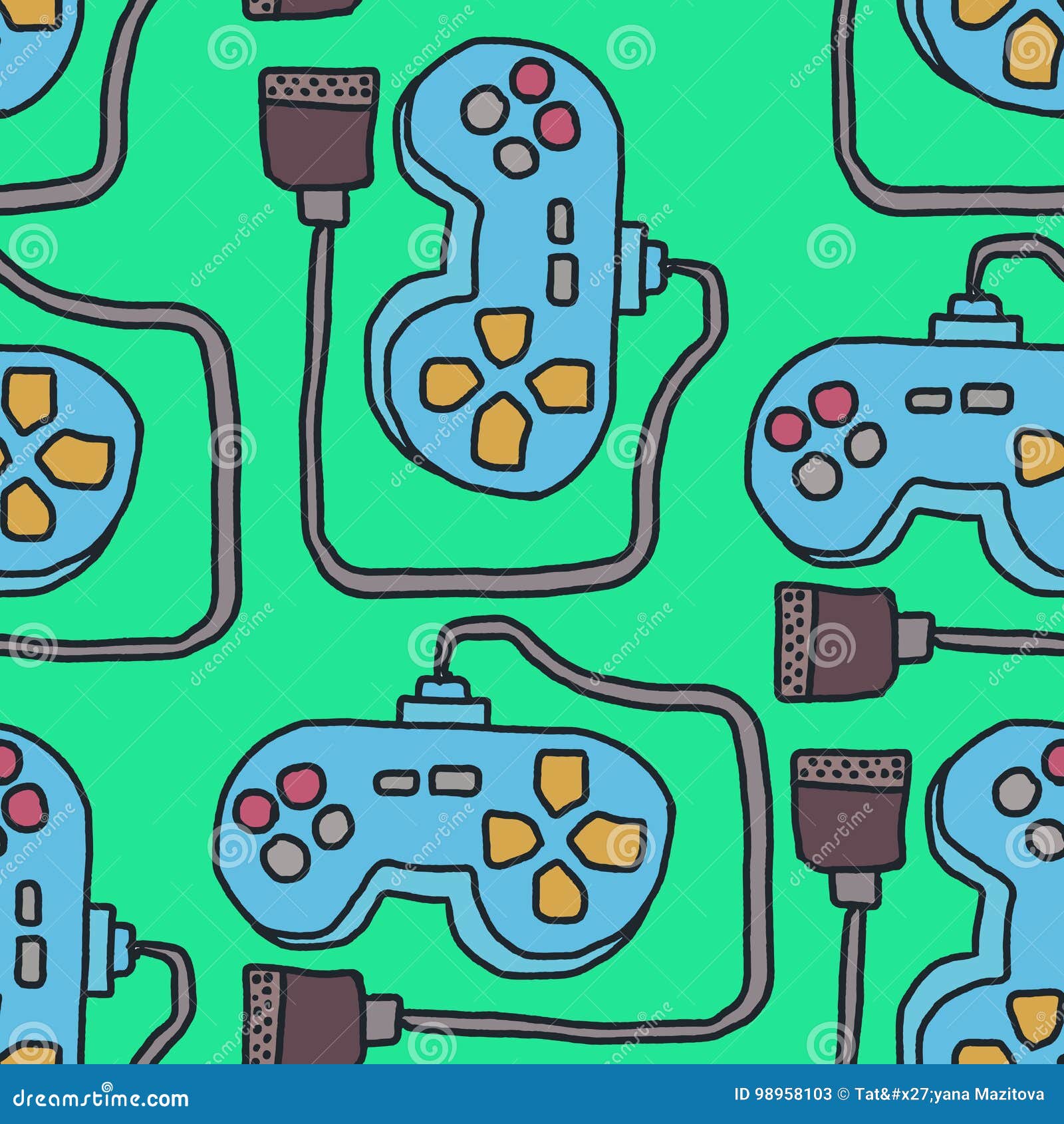 Joystick Pattern Seamless. Gamepad Background. Video Game Controller ...