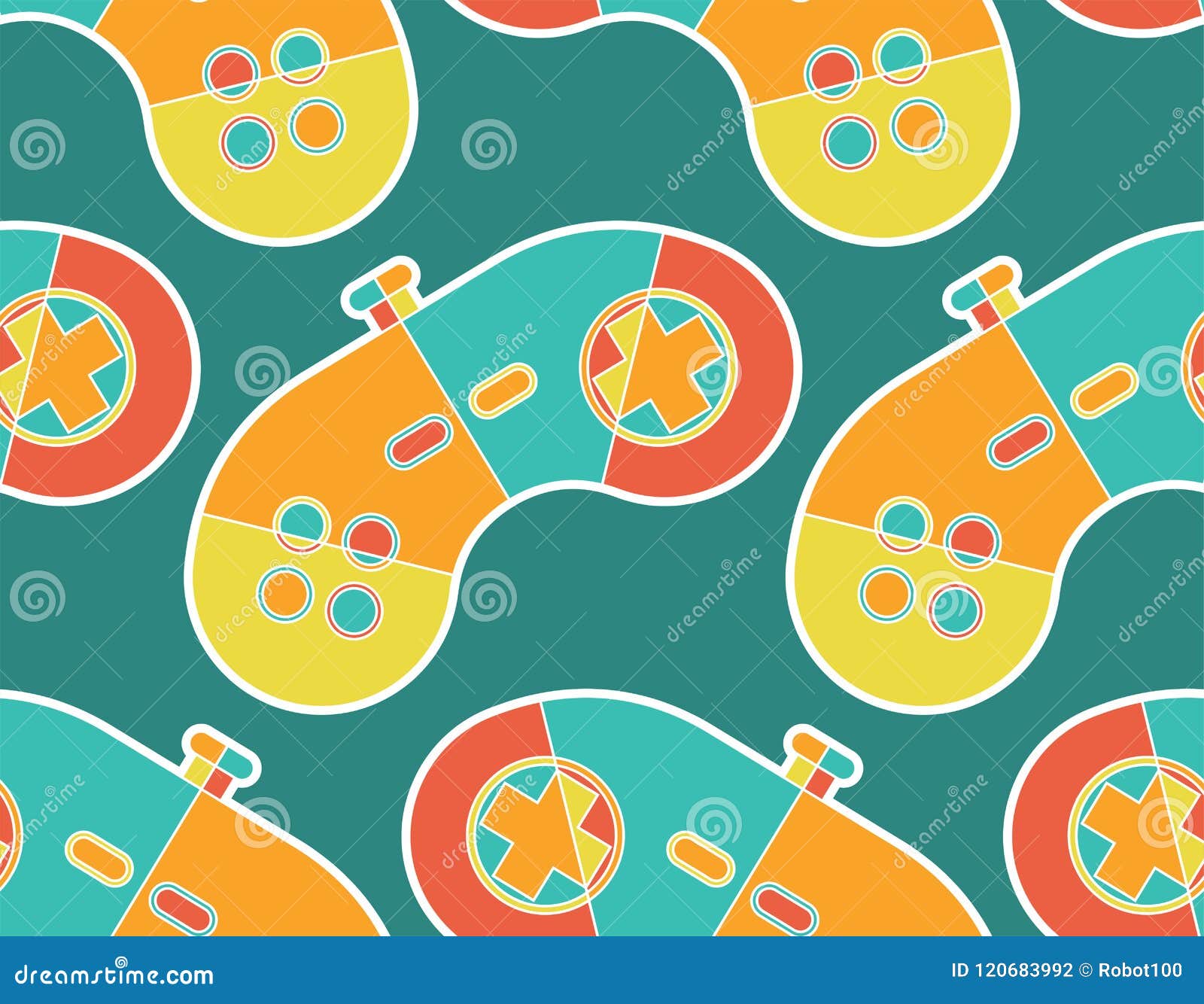 Joystick Pattern Seamless Gamepad Background Video Game Controller Texture Cartoon Vector